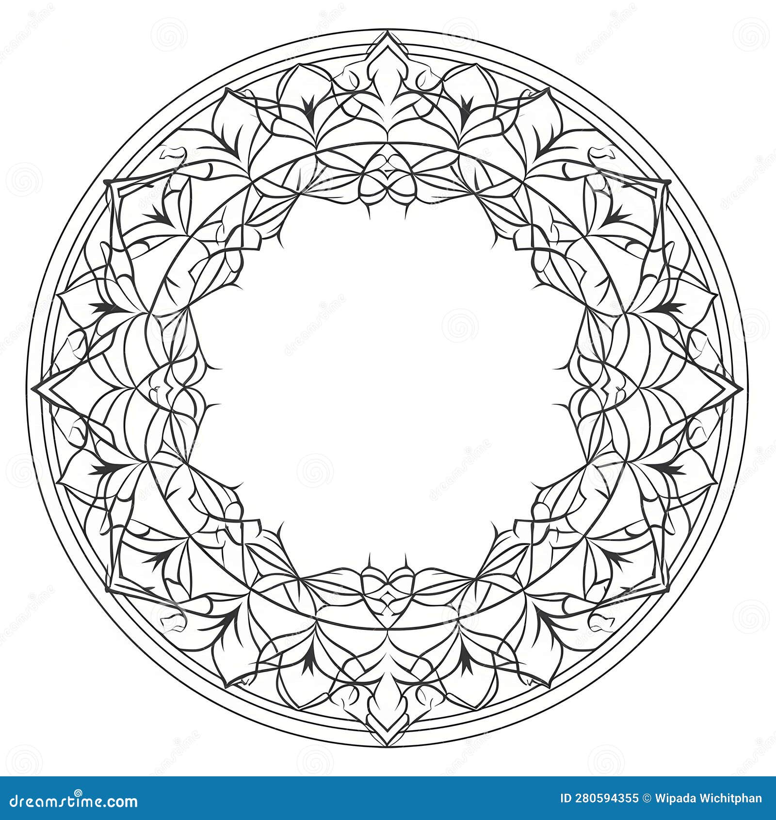 Circle Line Border, Frame with Empty Space, Mandala Pattern, Using Thin ...
