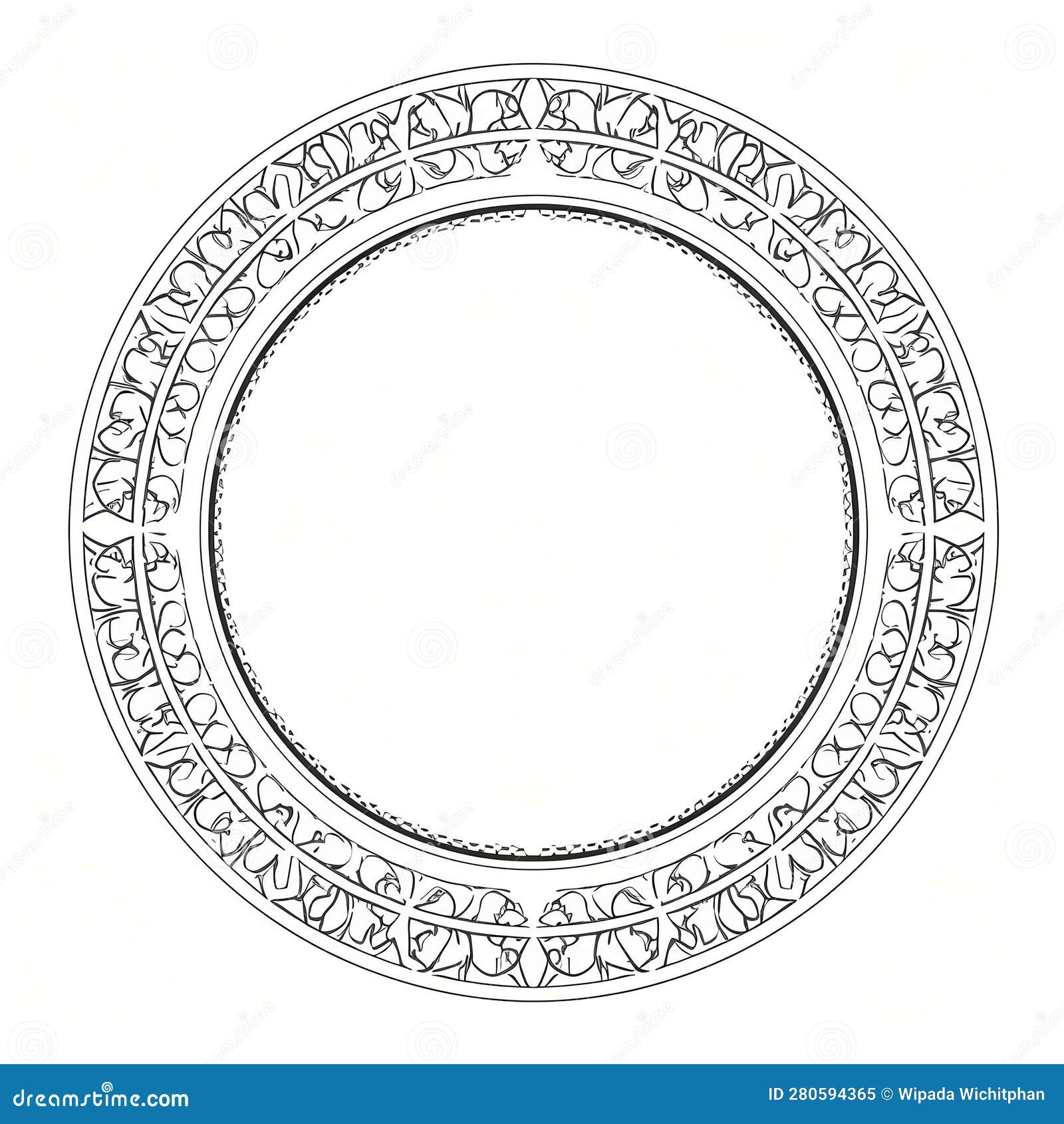 Circle Line Border, Frame with Empty Space, Mandala Pattern, Using Thin ...