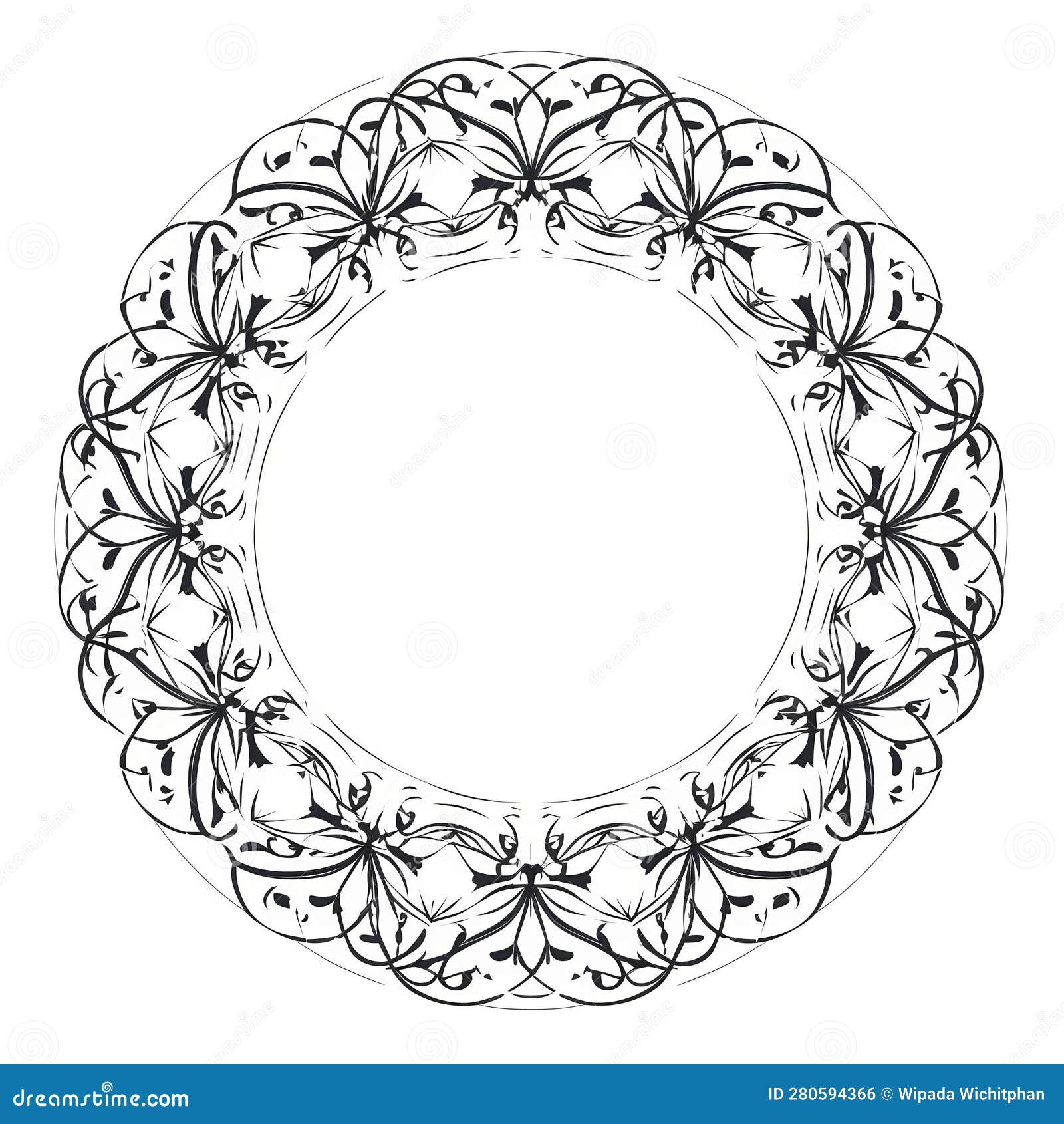 Circle Line Border, Frame with Empty Space, Mandala Pattern, Using Thin ...