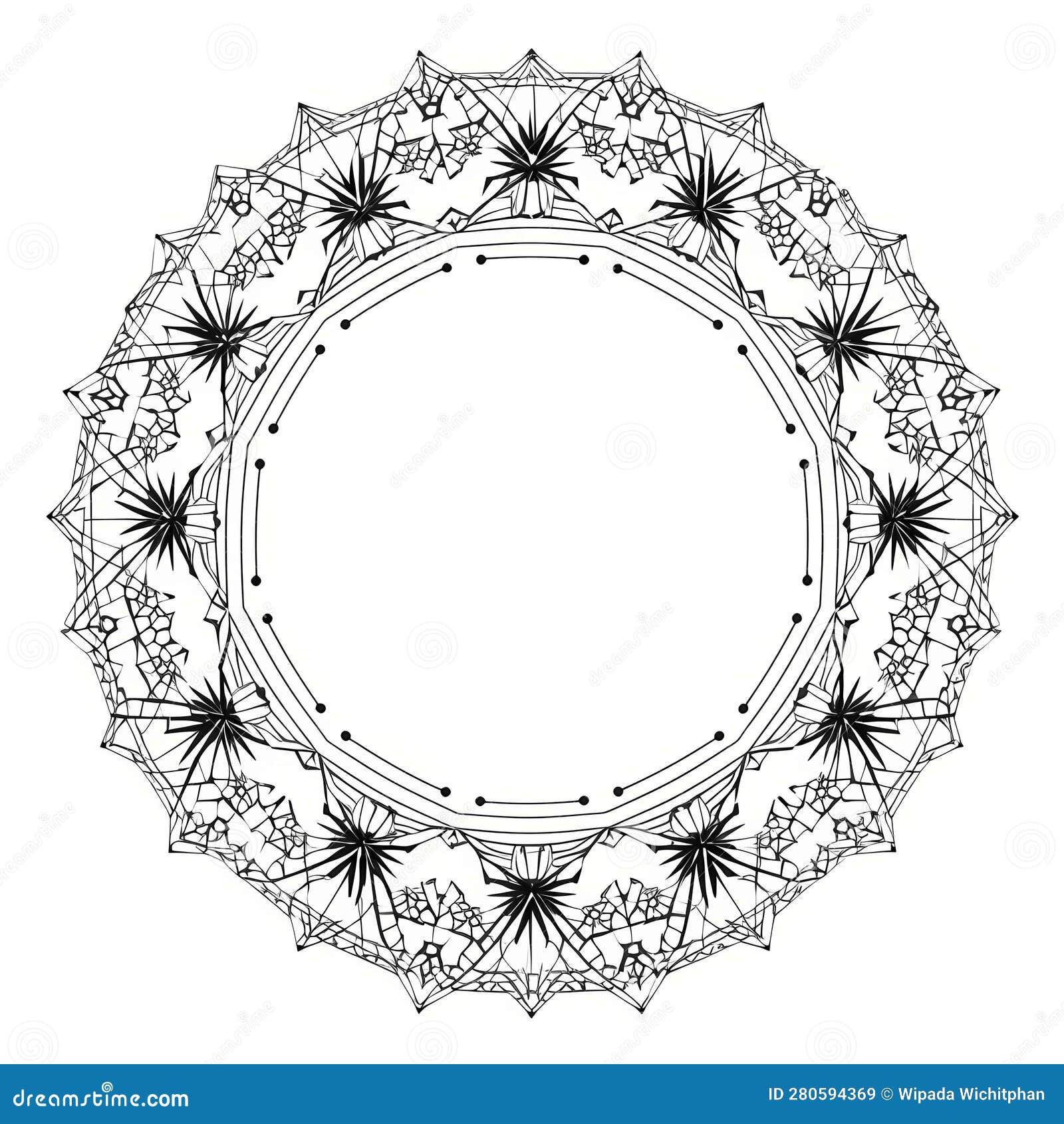 Circle Line Border, Frame with Empty Space, Mandala Pattern, Using Thin ...