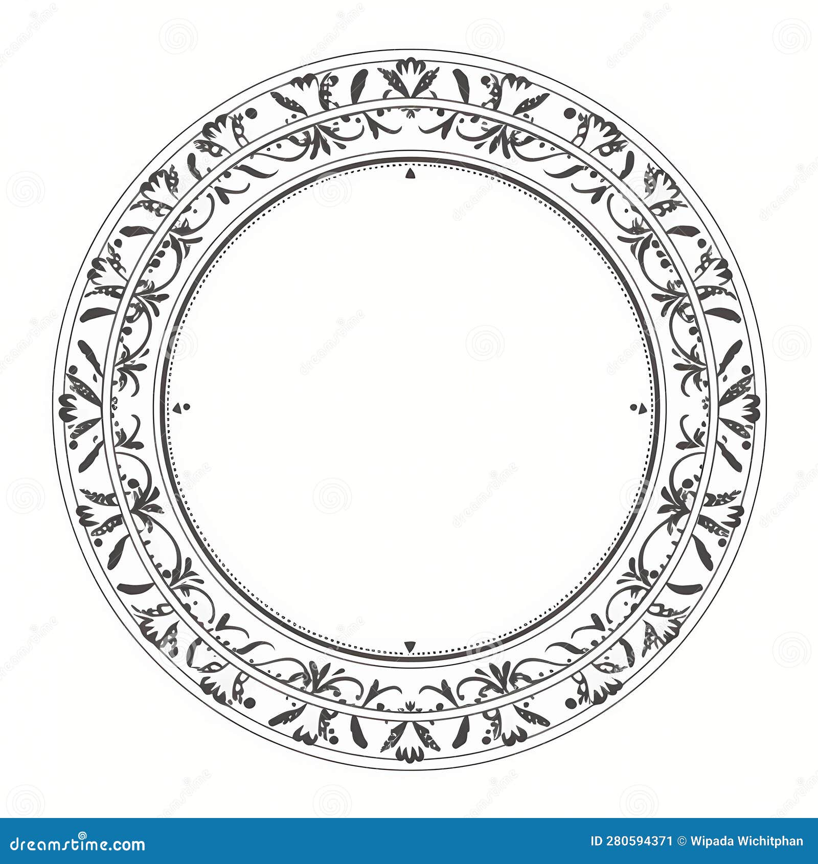 Circle Line Border, Frame with Empty Space, Mandala Pattern, Using Thin ...