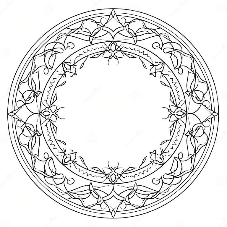 Circle Line Border, Frame with Empty Space, Mandala Pattern, Using Thin ...