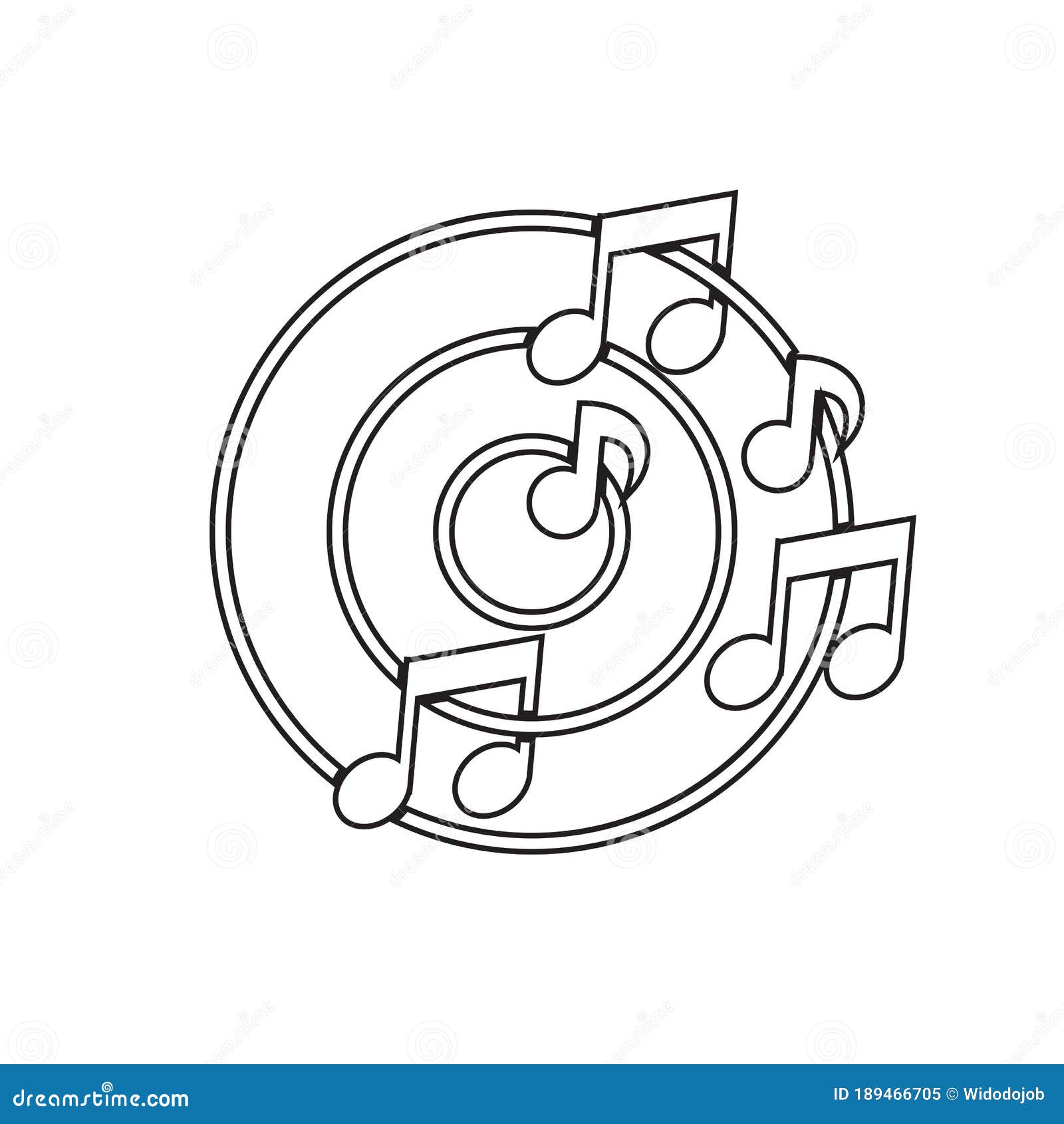 Circle Line Icon Music Notes Stock Vector - Illustration of music ...
