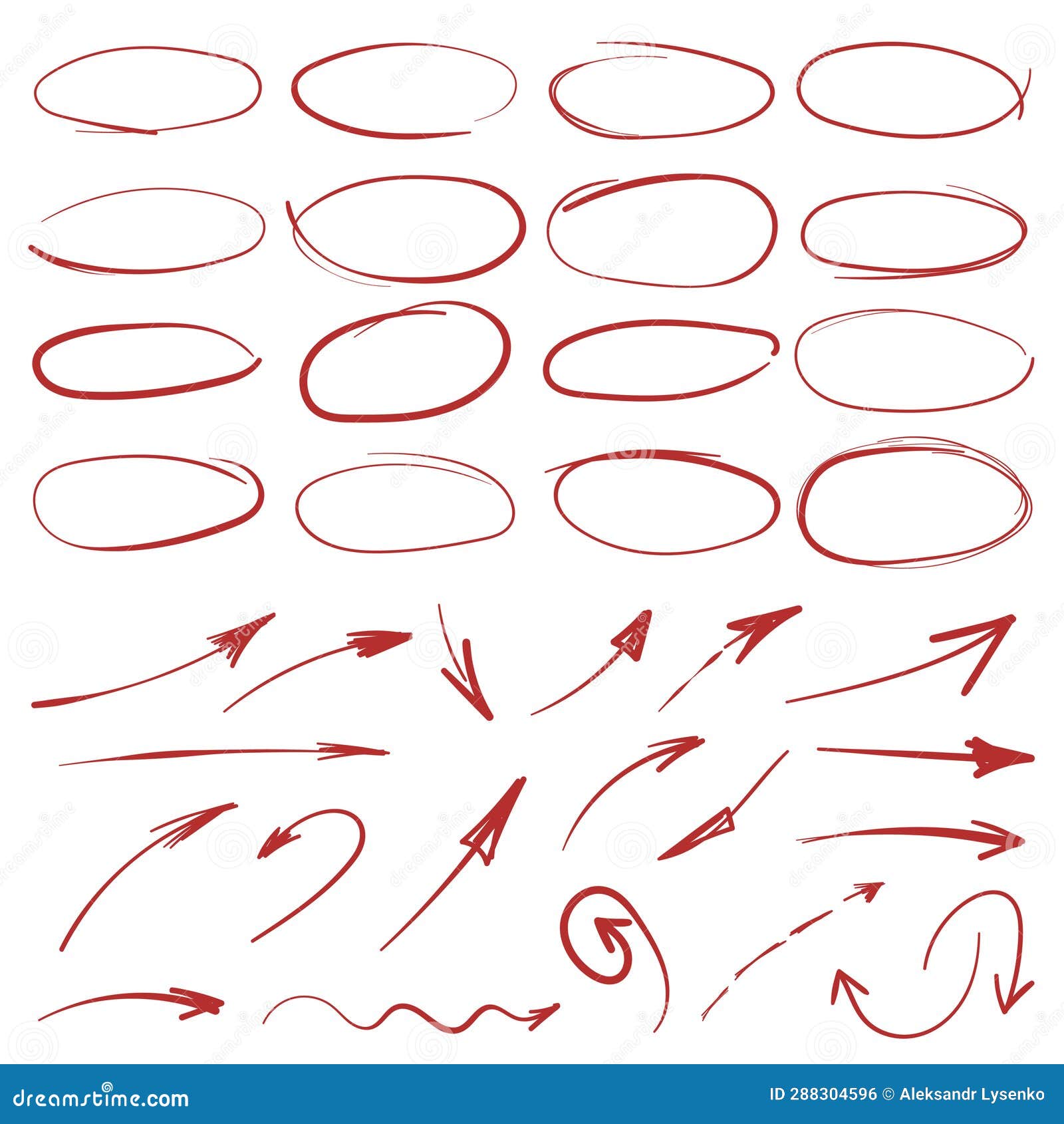 Circle Line Sketch and Arrow Icon in Hand Drawn Style. Circular ...