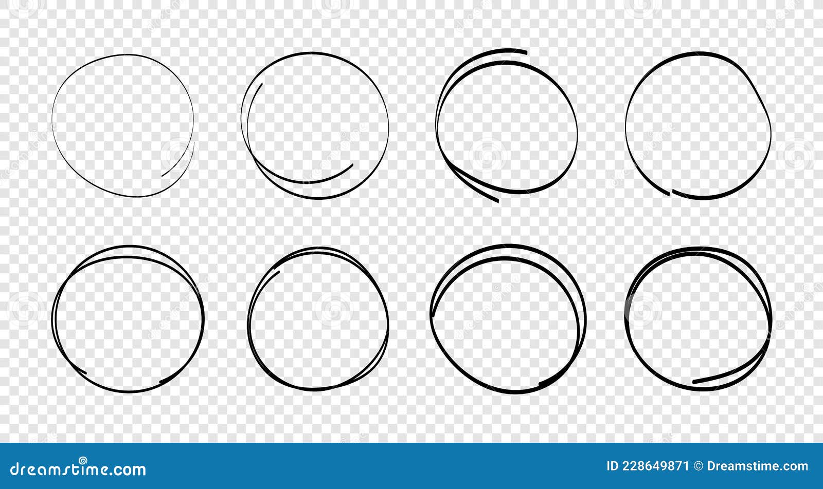 Circle Line Sketches Set. Vector Isolated Design Elements Stock Vector ...
