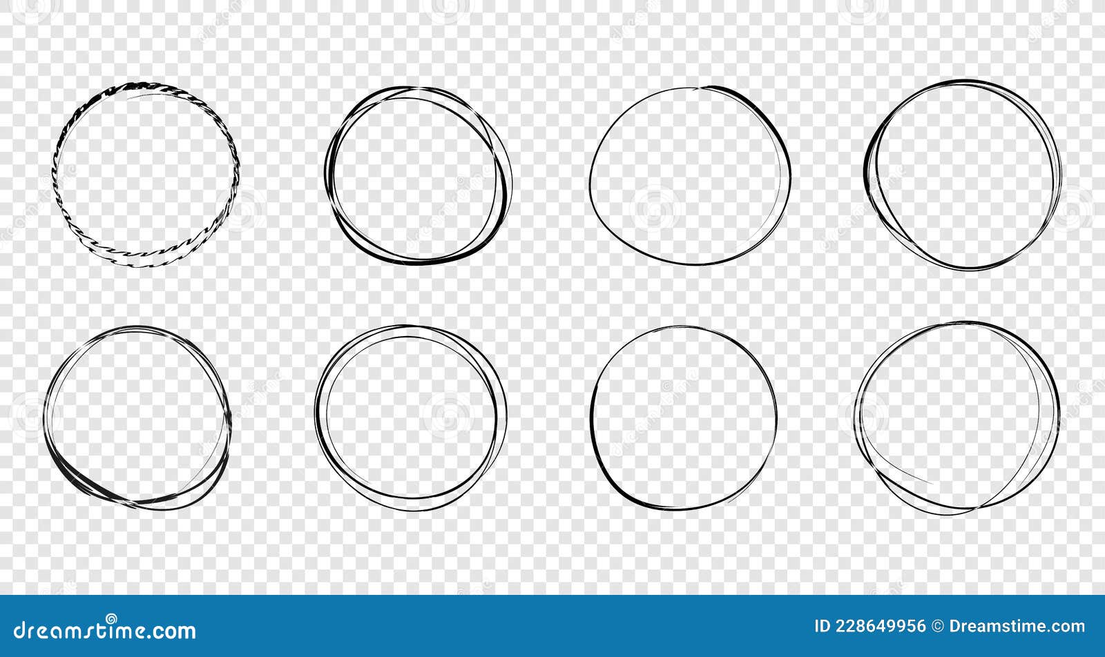 Circle Line Sketches Set. Vector Isolated Design Elements Stock Vector ...