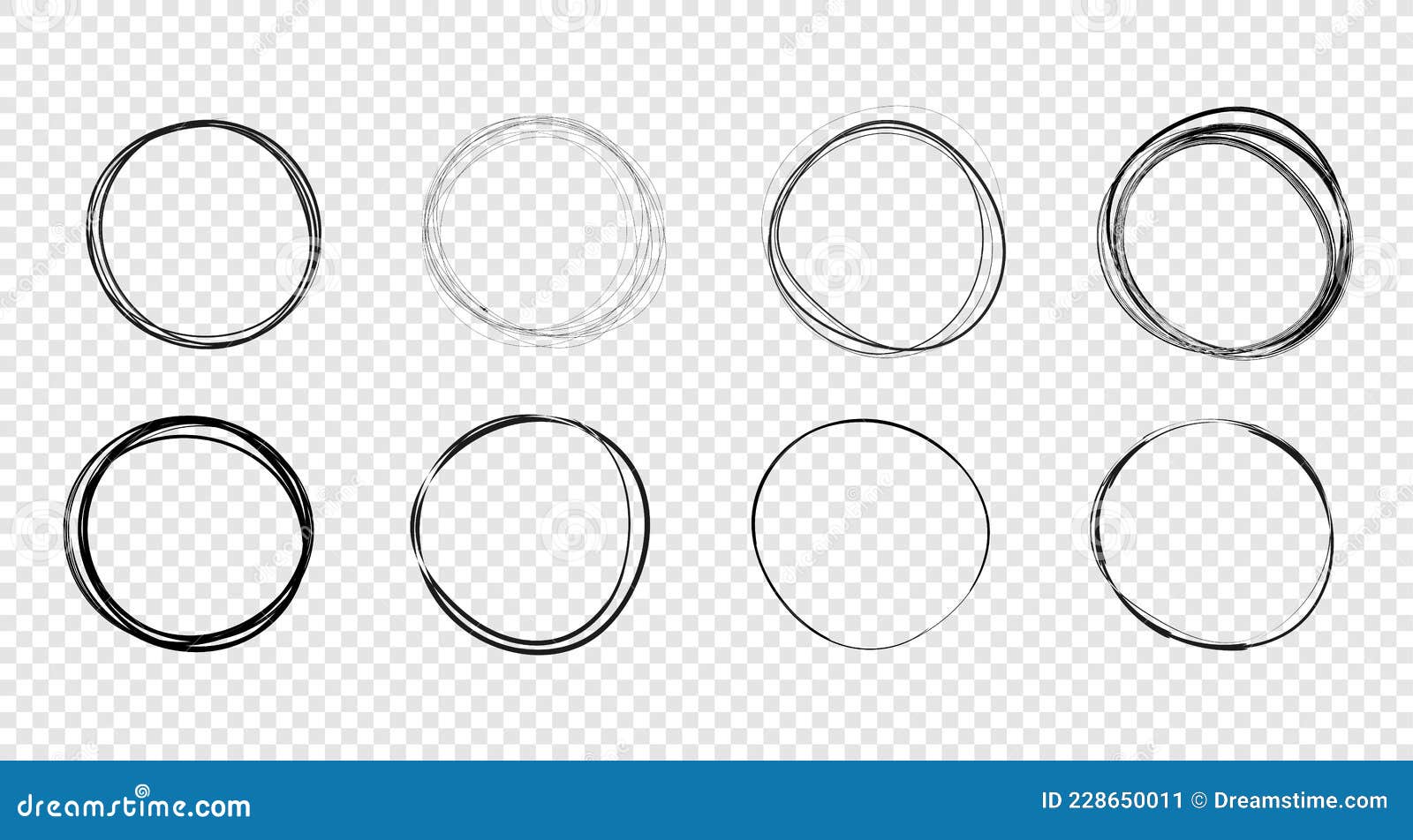 Circle Line Sketches Set. Vector Isolated Design Elements Stock Vector ...
