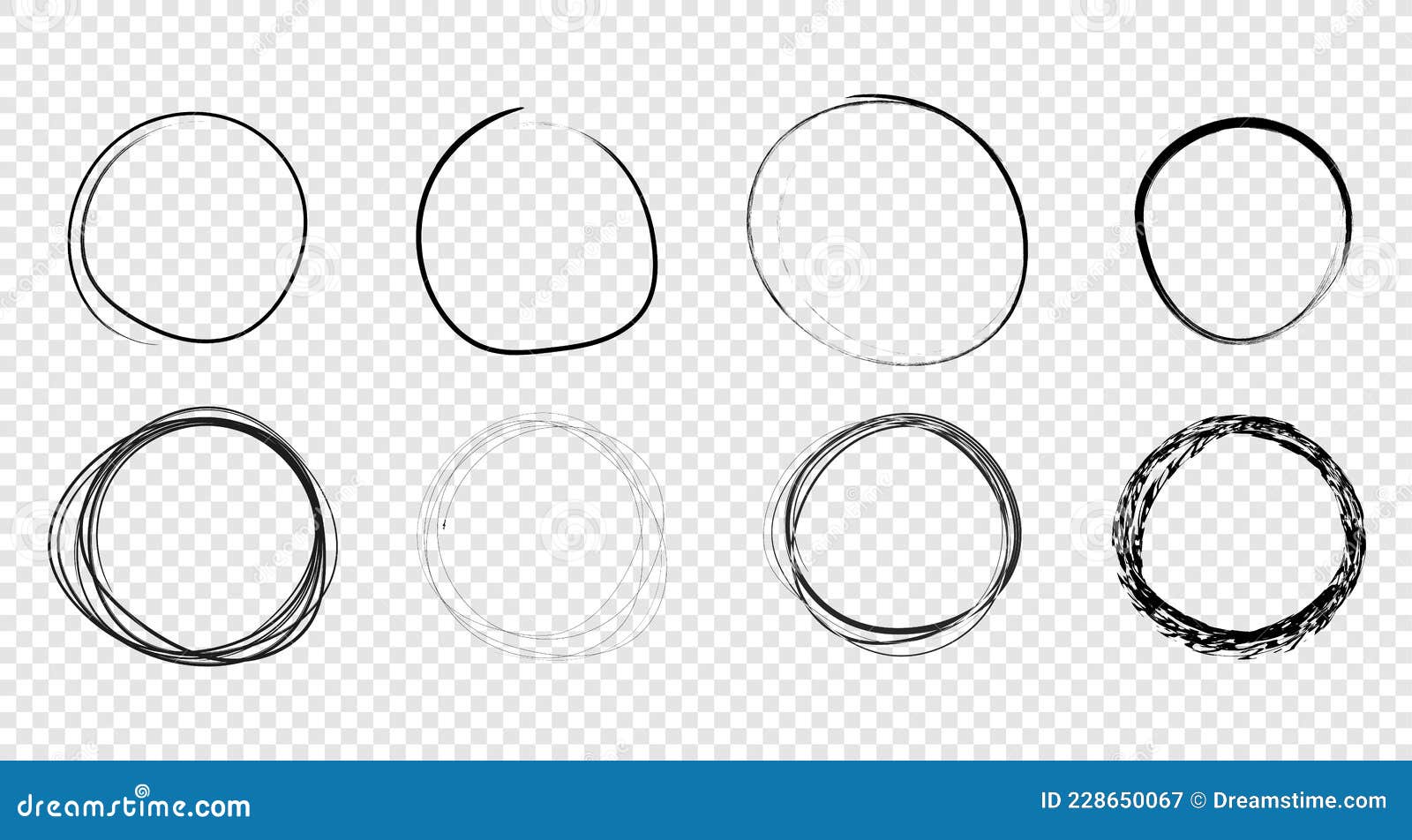 Circle Line Sketches Set. Vector Isolated Design Elements Stock Vector ...