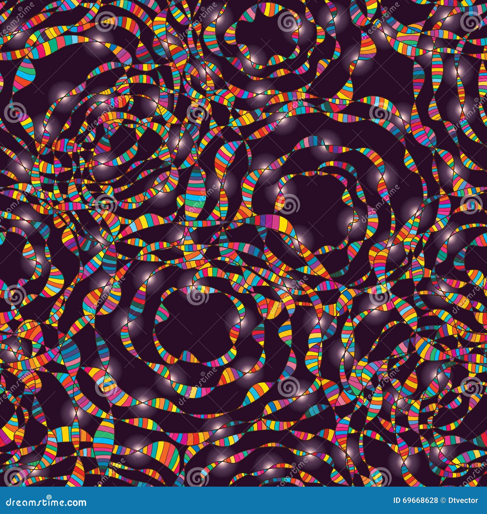 Circle Line Wave Dot Bright Seamless Pattern Stock Vector ...