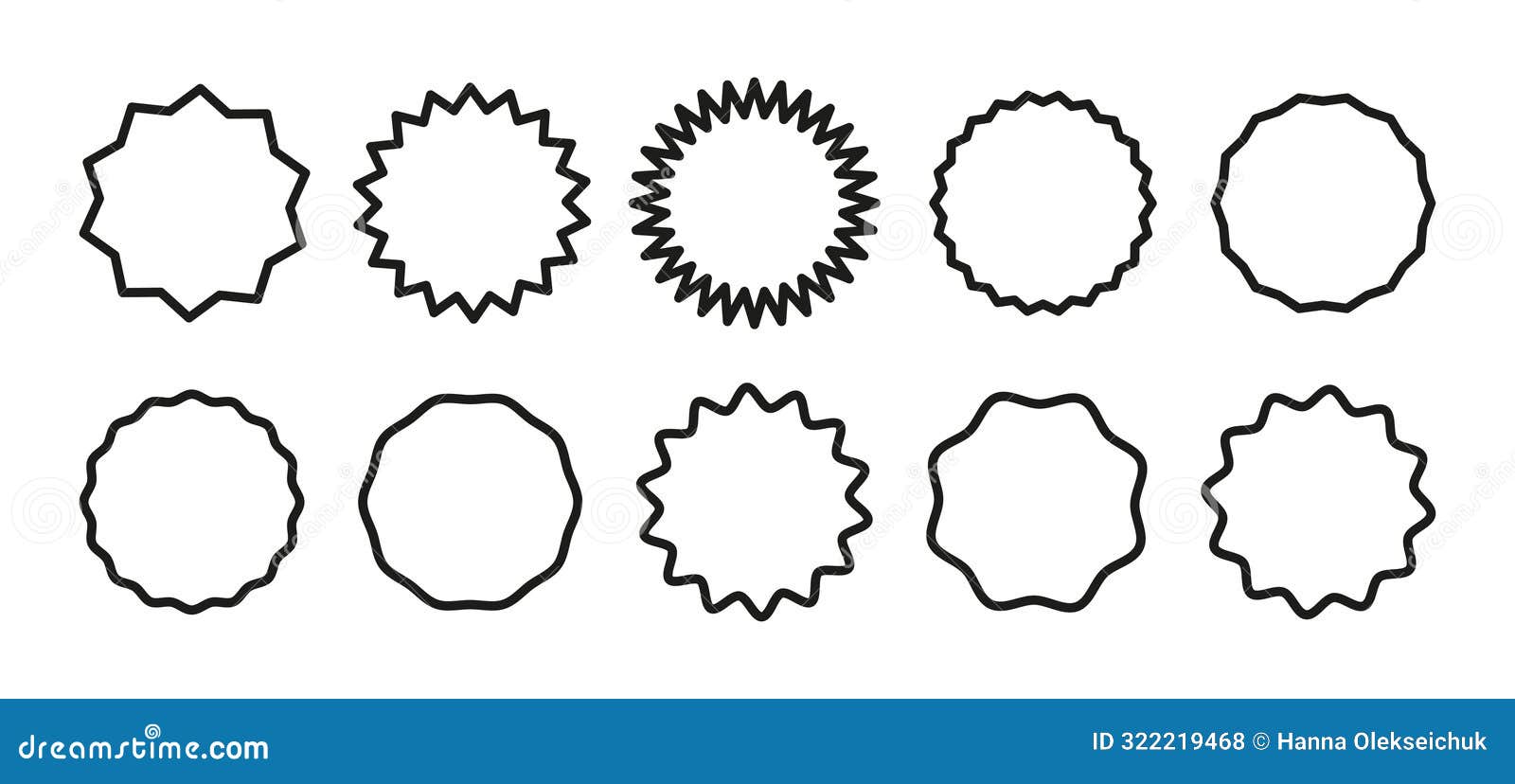 Circle Lined Borders. Set of Curve Edge Frames. Wavy Circles. Simple ...