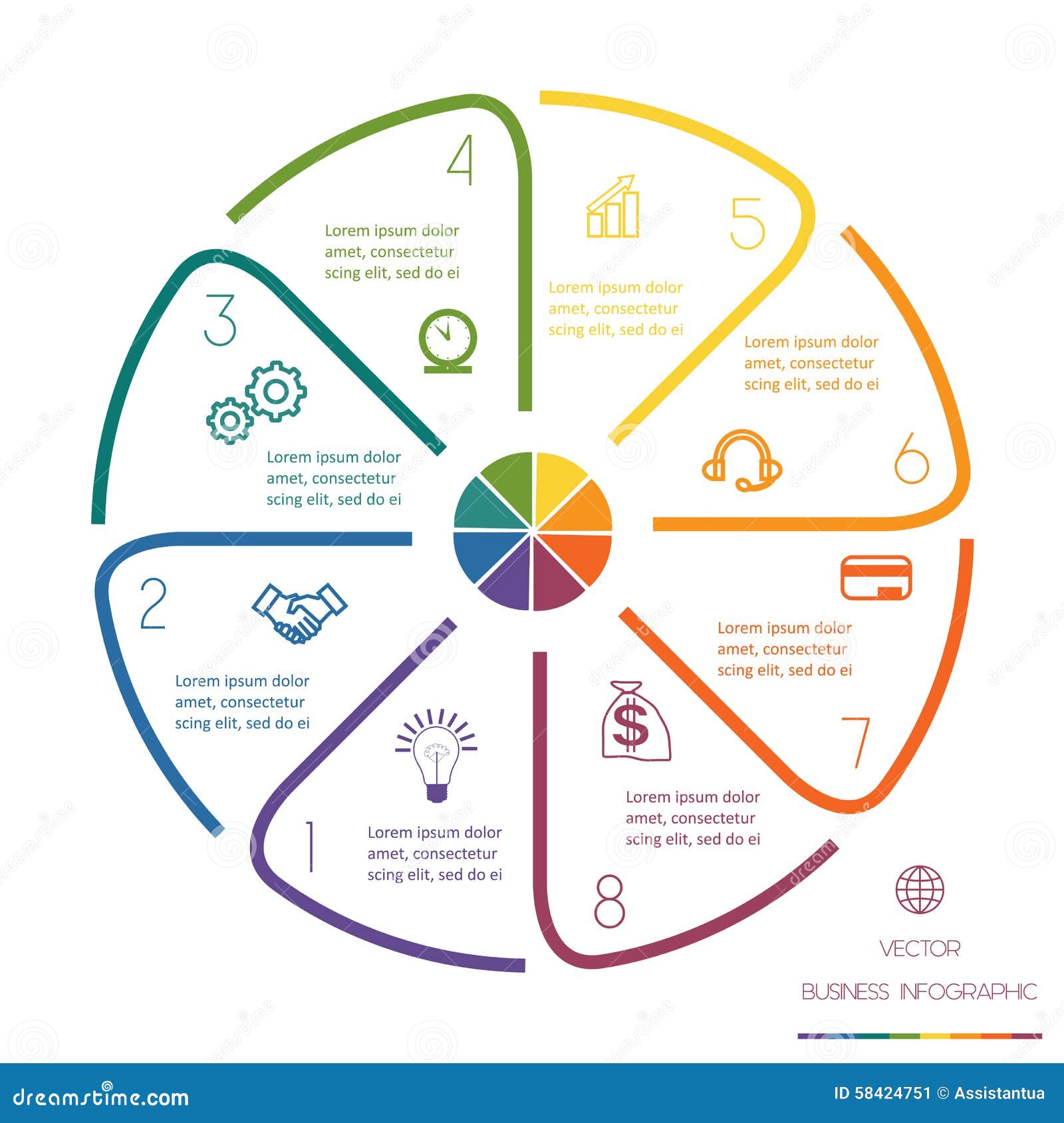 Circle Lines Infographic Eight Positions Stock Vector - Illustration of ...