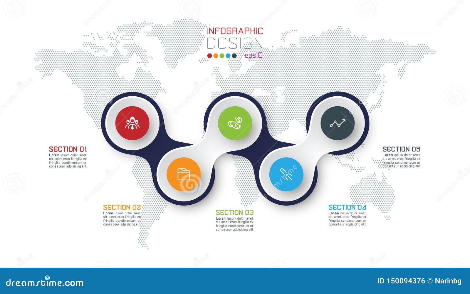Circle Linked with Business Icon Infographics. Stock Vector ...