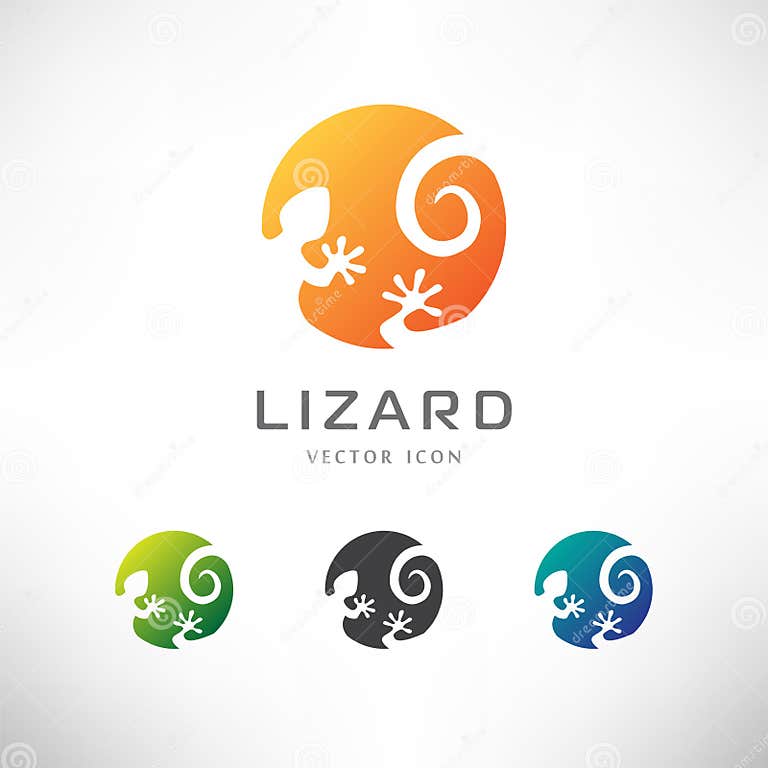 Circle Lizard Icon. Logo Design. Stock Vector - Illustration of black ...