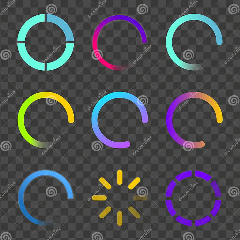 Circle Loading Bars for Web Interfaces. Modern Colorful Loaders Set ...