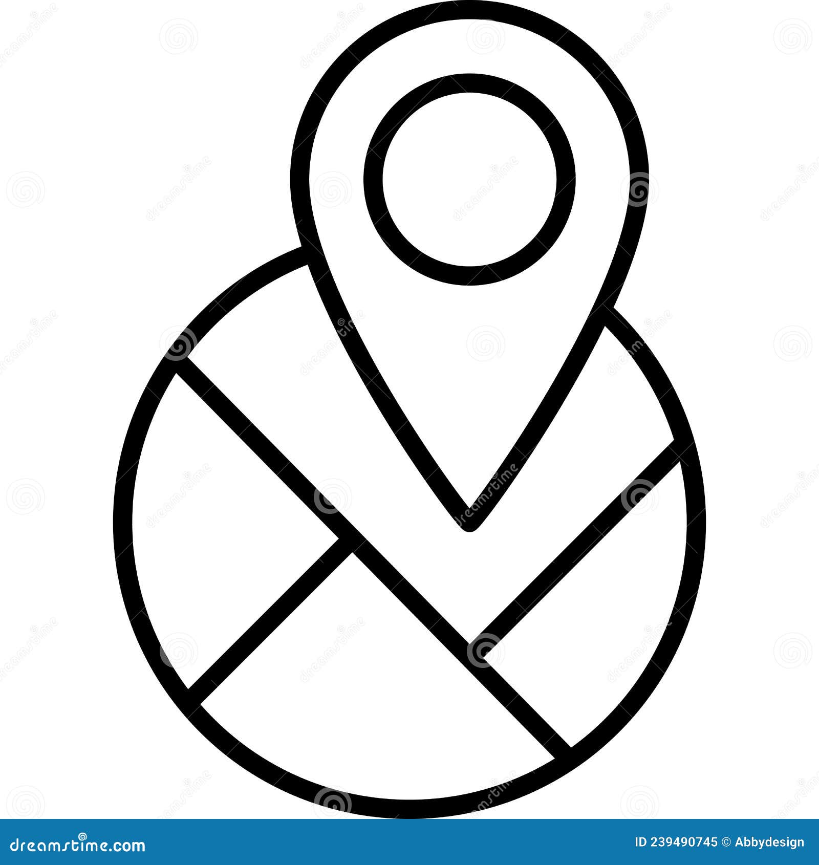 Circle Location Outline Icon Vector Stock Vector - Illustration of mark ...