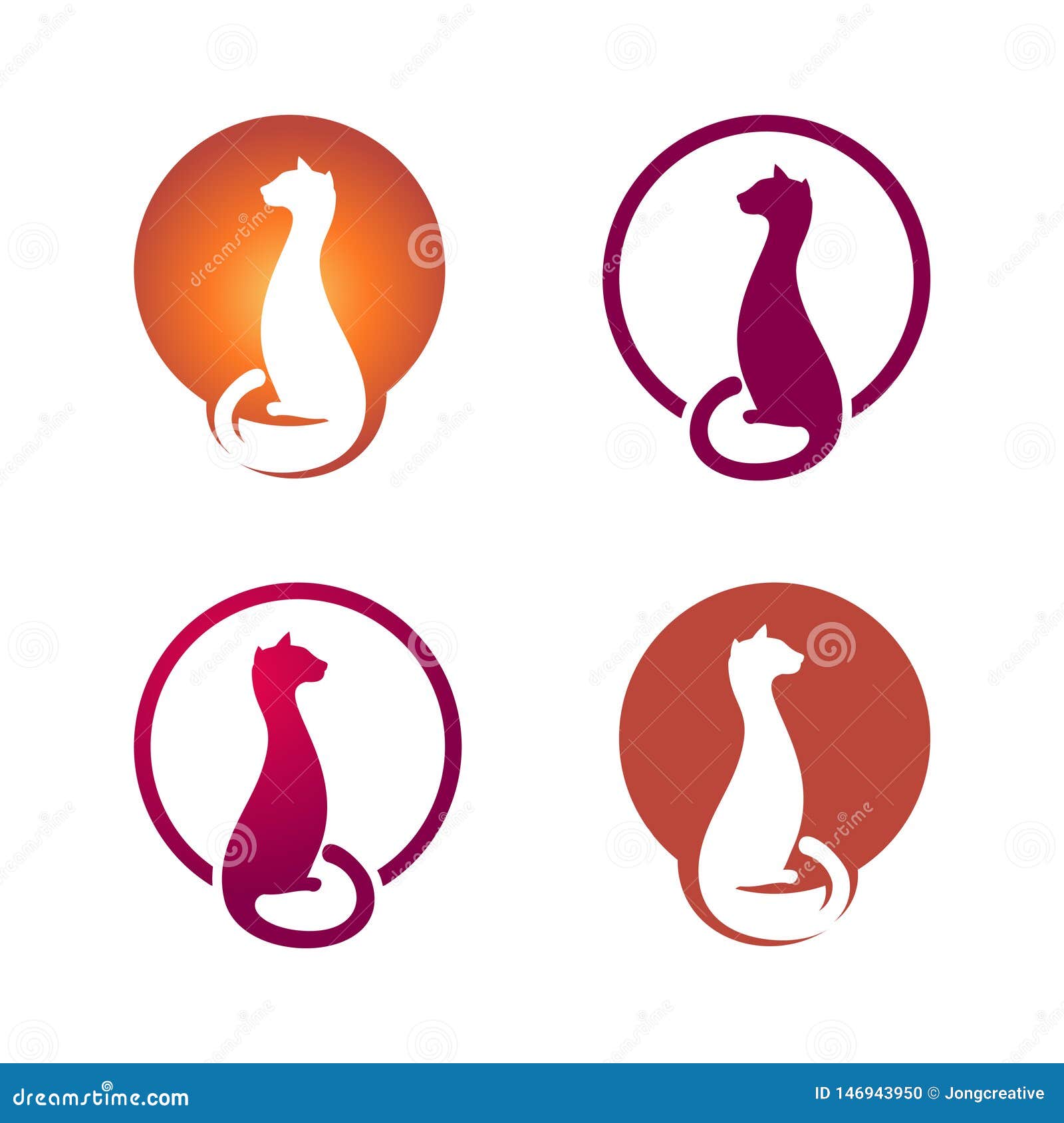 Circle Luxury Sitting Cat Pet Beautiful Logo Vector Stock Vector ...