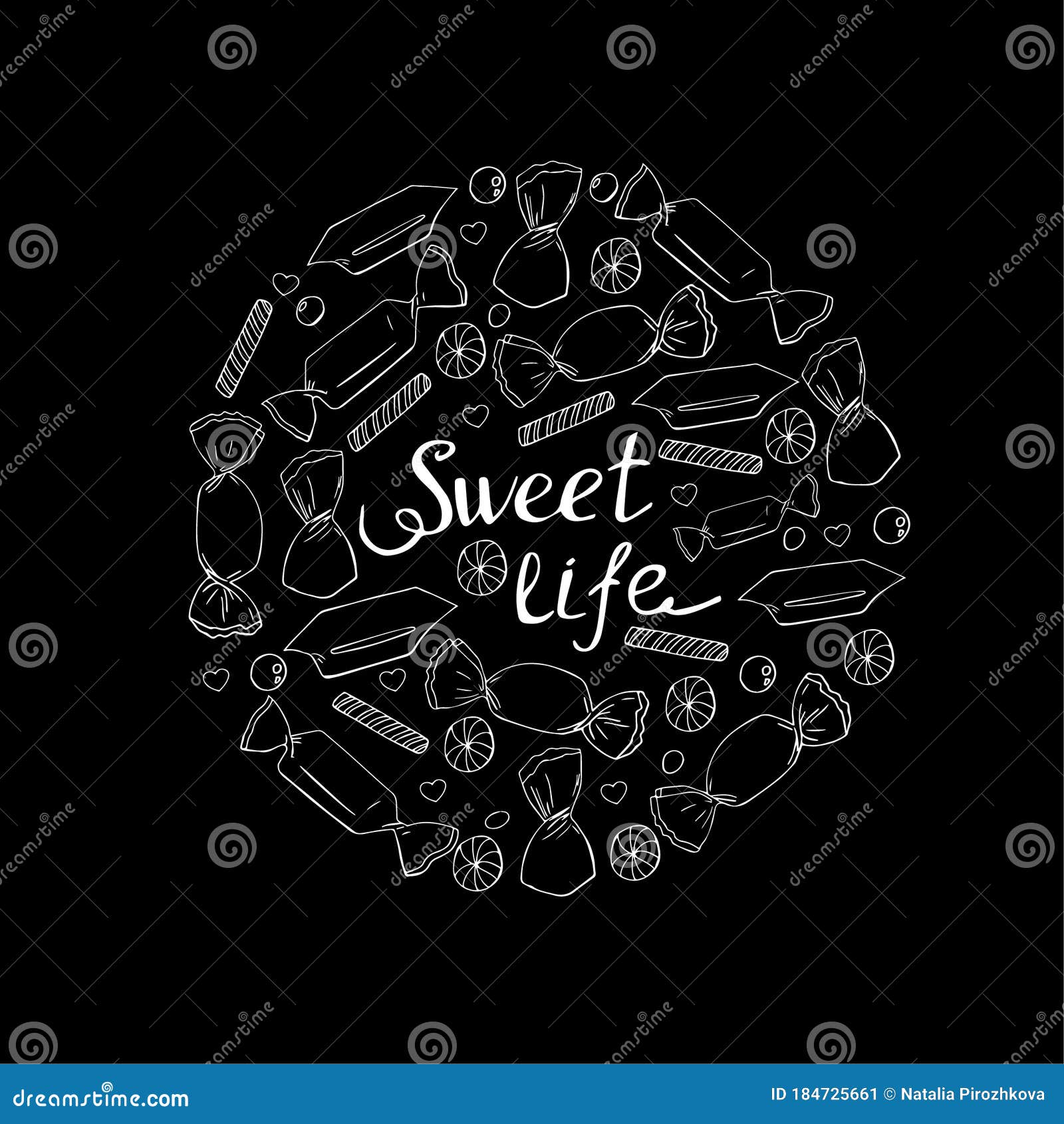 Circle Made of Doodle Candy Elements Stock Vector - Illustration of ...