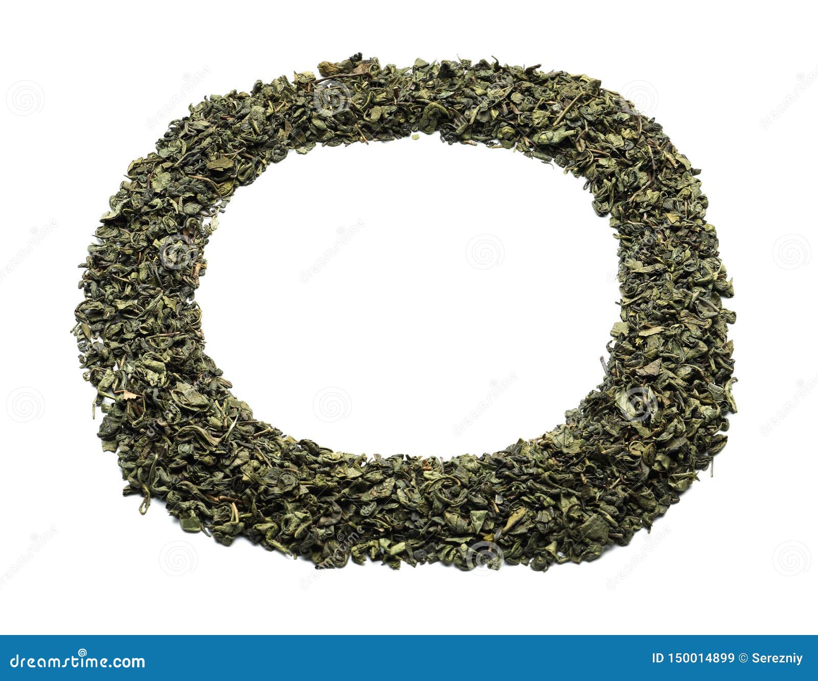 Circle Made of Dry Green Tea Leaves on White Background Stock Image ...