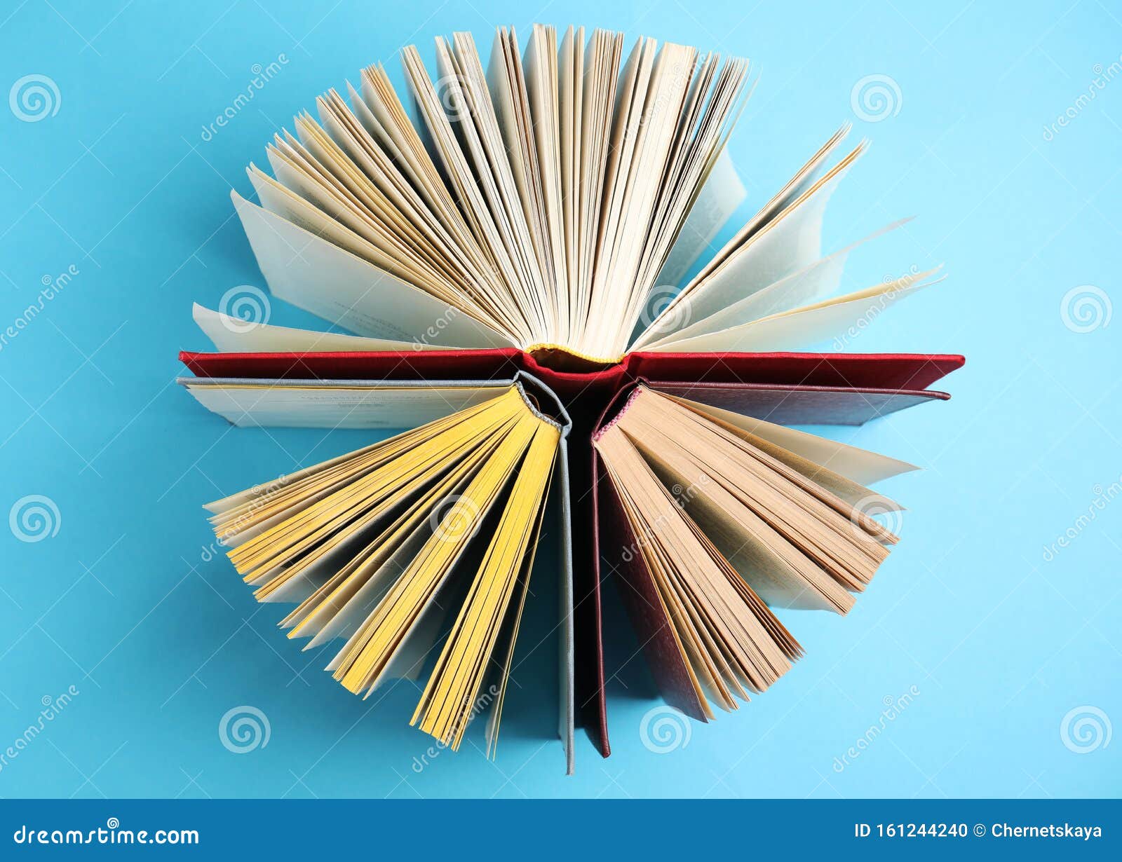Circle Made of Hardcover Books on Light Blue Background Stock Photo ...