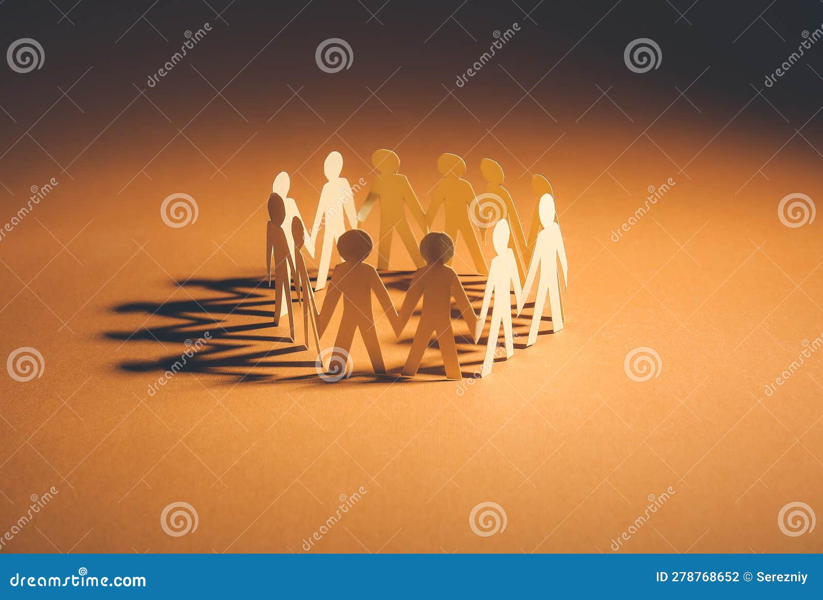 Circle Made of Paper Human Figures on Table. Unity Concept Stock Photo ...
