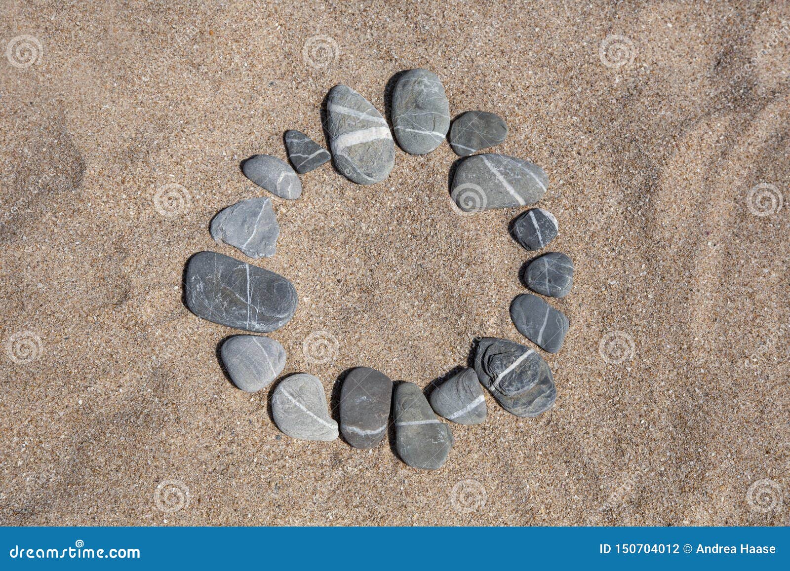 Circle Made of Pebble in Sand Stock Photo - Image of coastal, beach ...