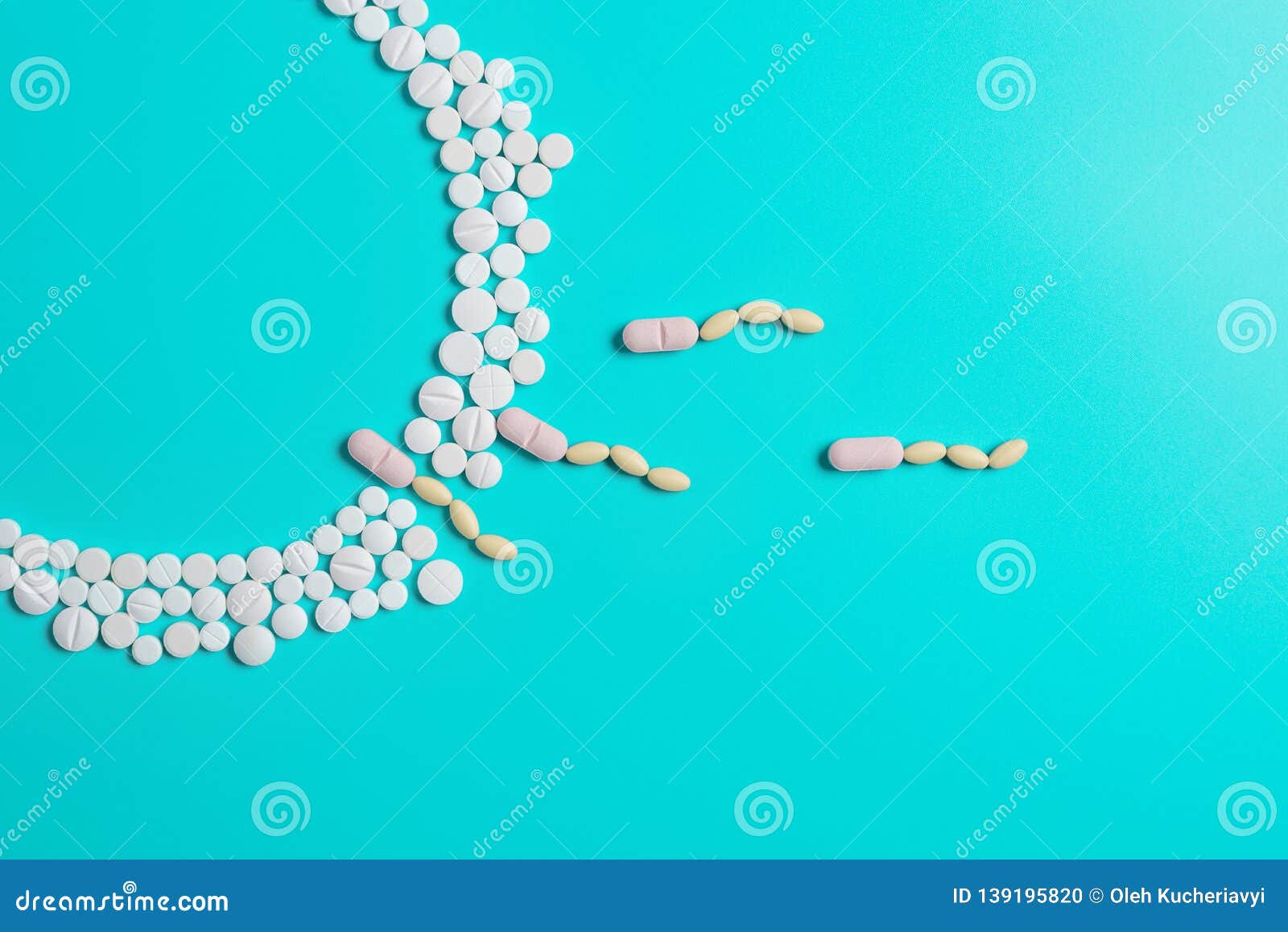 The Circle is Made Up of White Tablets on a Blue Background Stock Photo ...