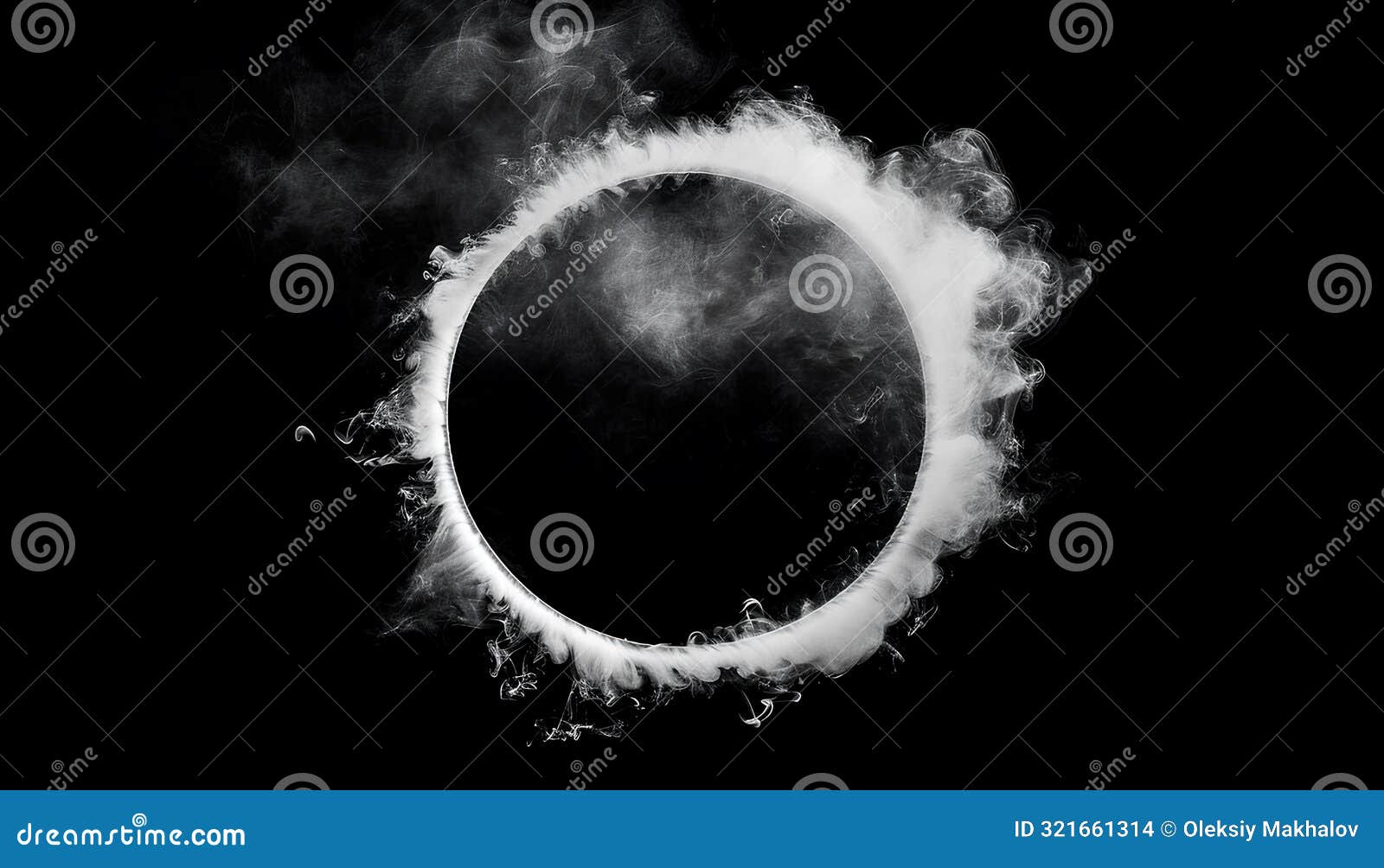 Circle Made of White Smoke on Black Background Stock Illustration ...