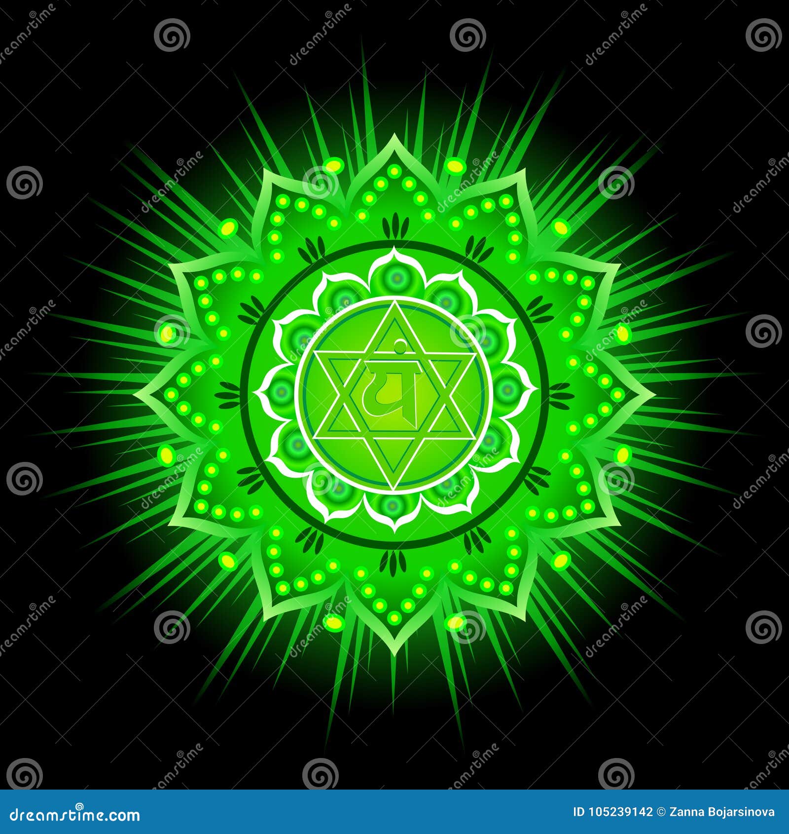 Circle Mandala Pattern. Anahata Chakra. Stock Vector - Illustration of ...