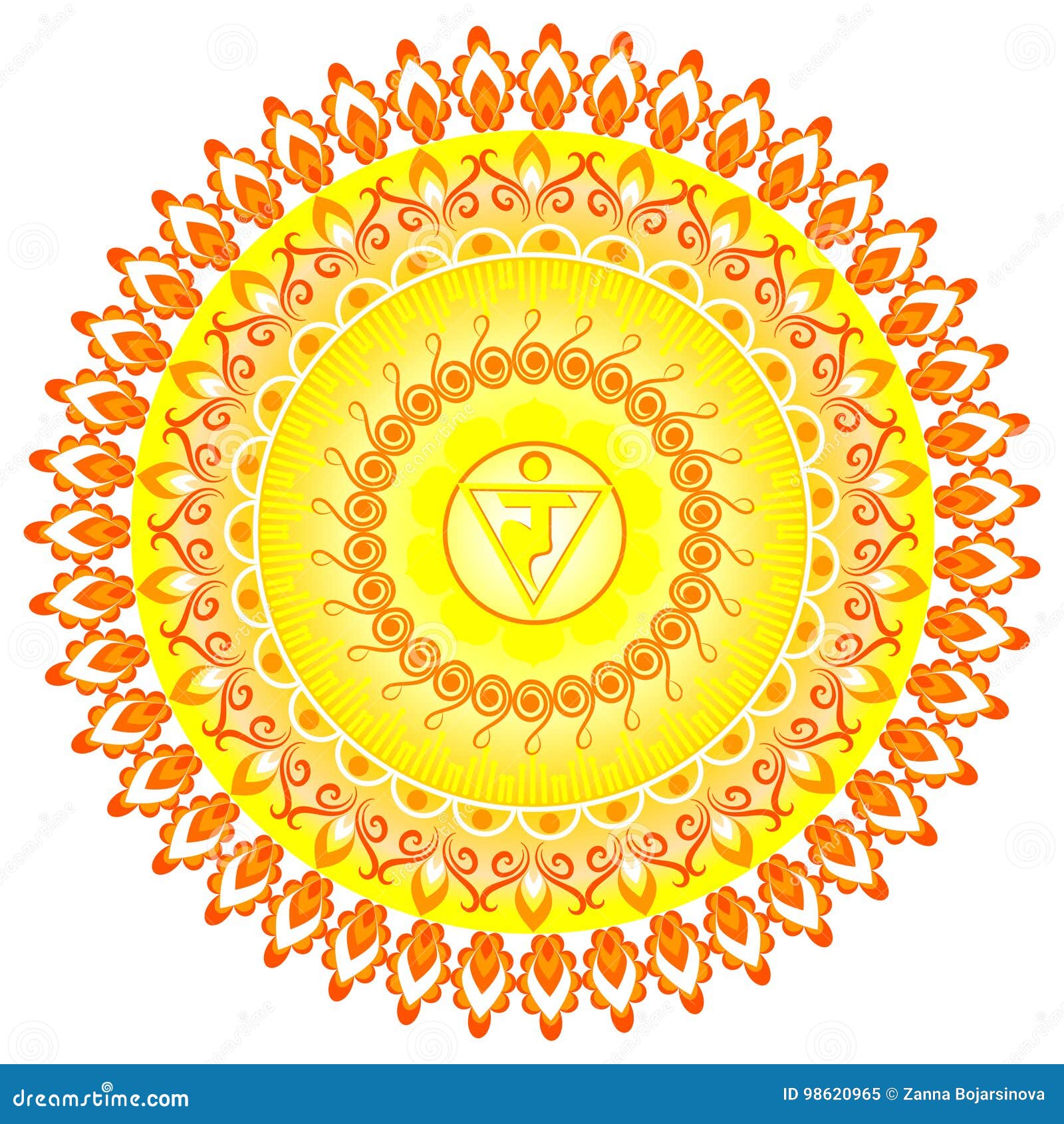 Circle Mandala Pattern. Manipura Chakra. Stock Vector - Illustration of ...