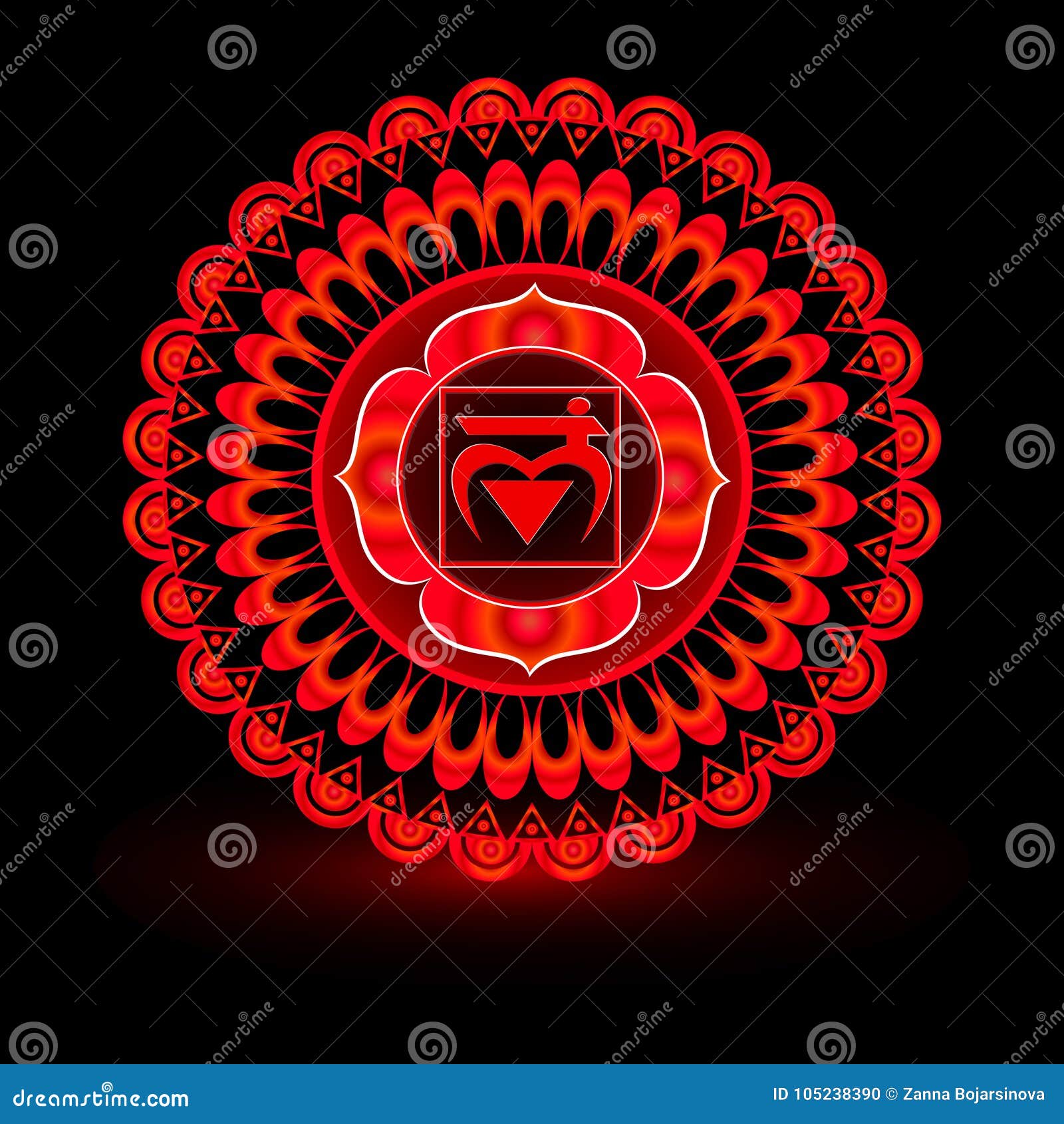 Circle Mandala Pattern. Muladhara Chakra. Stock Vector - Illustration ...