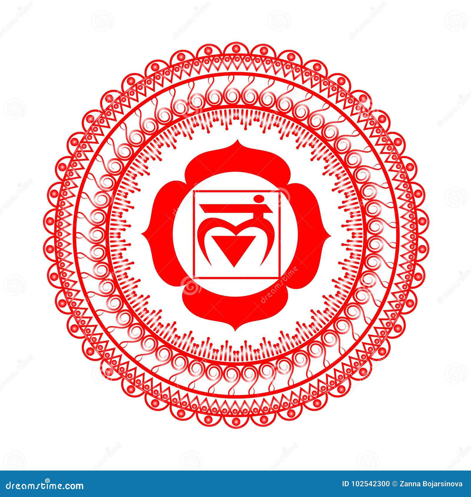 Circle Mandala Pattern. Muladhara Chakra. Stock Vector - Illustration of design, energy: 102542300