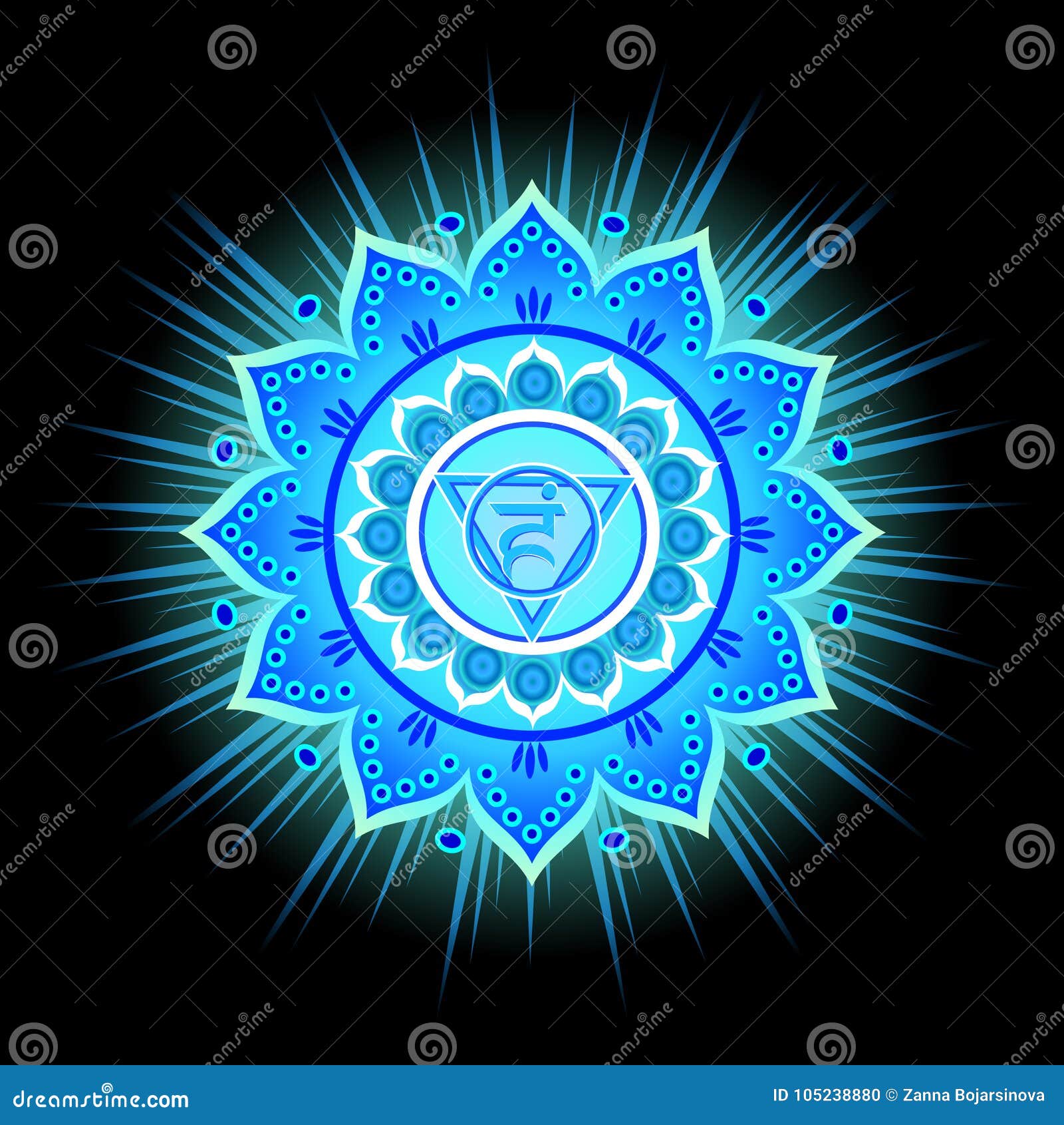 Circle Mandala Pattern. Vishuddha Chakra. Stock Vector - Illustration ...