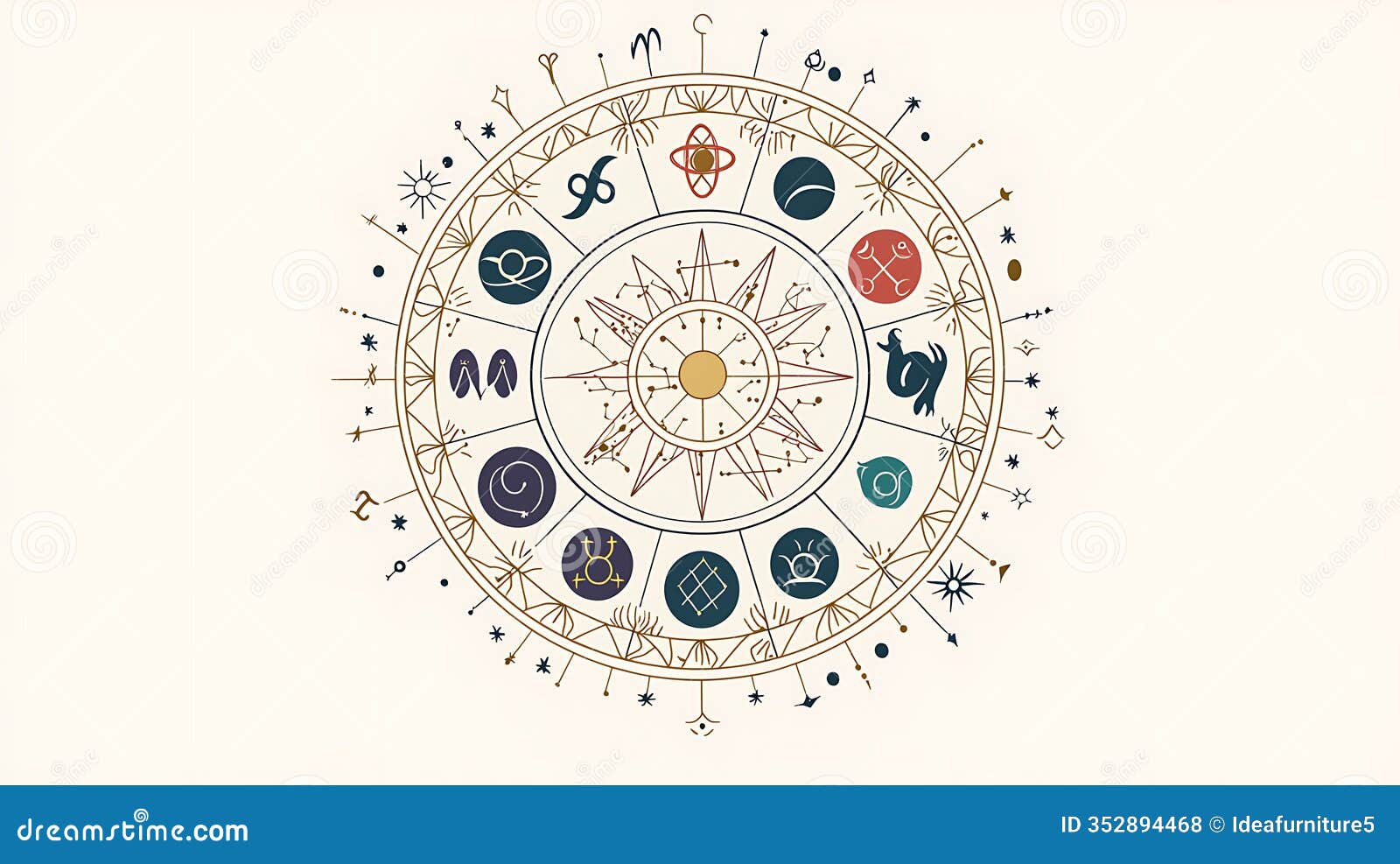 A Circle with Many Symbols and Numbers on it Stock Illustration ...