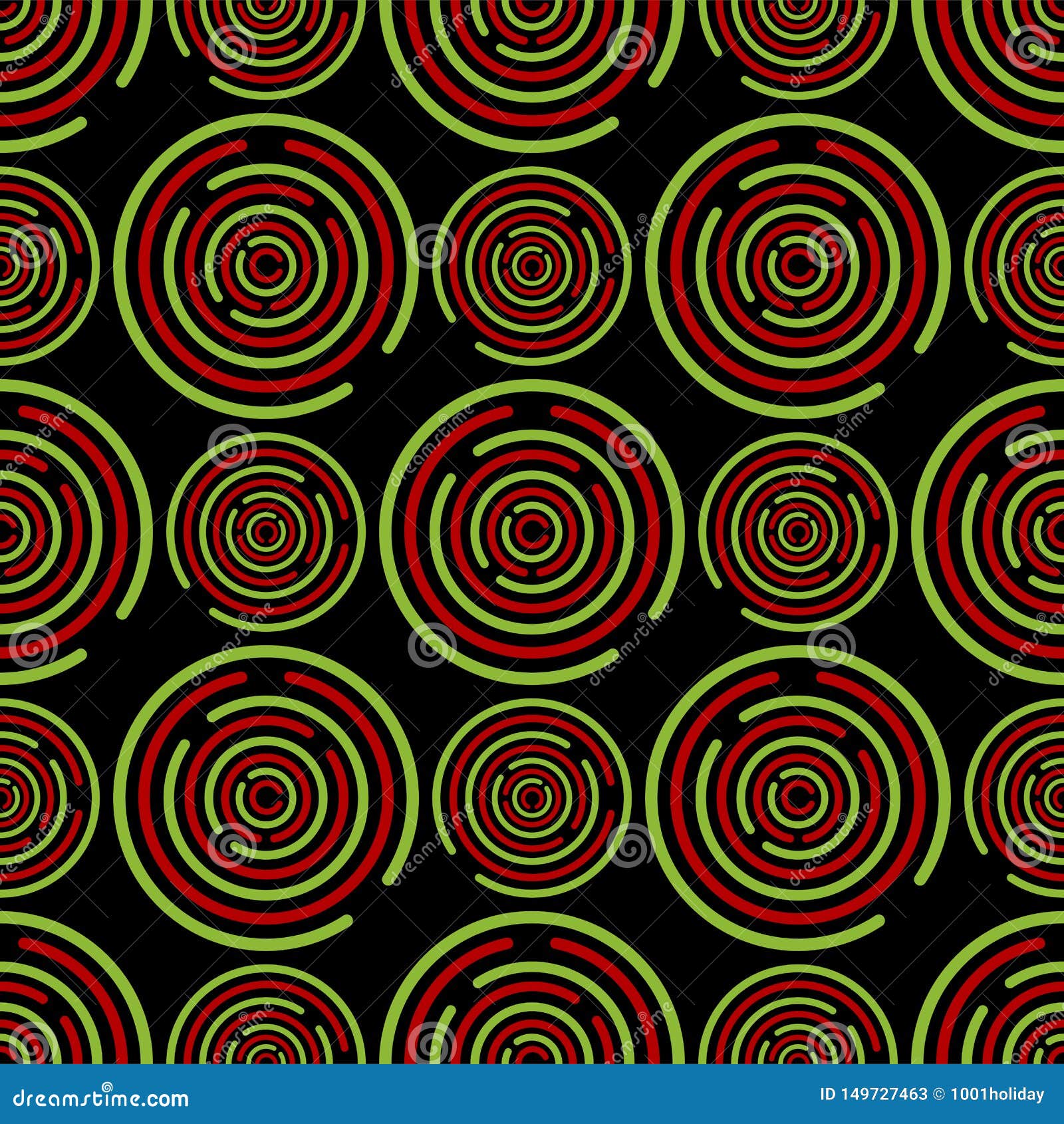 Circle Maze Colorful Seamless Pattern On Black Background Cartoon ...