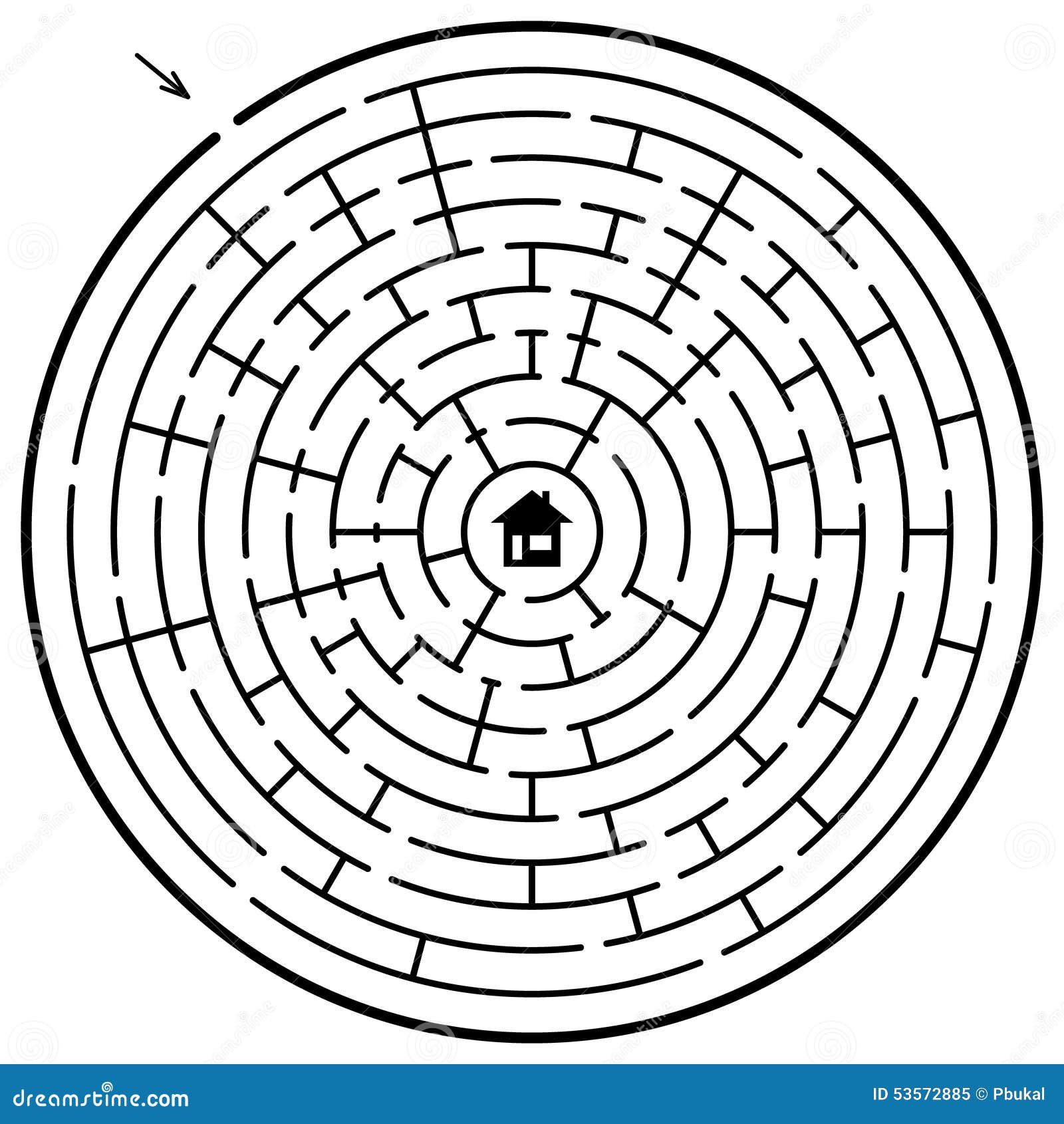 A circle maze stock vector. Illustration of graphic, enter - 53572885