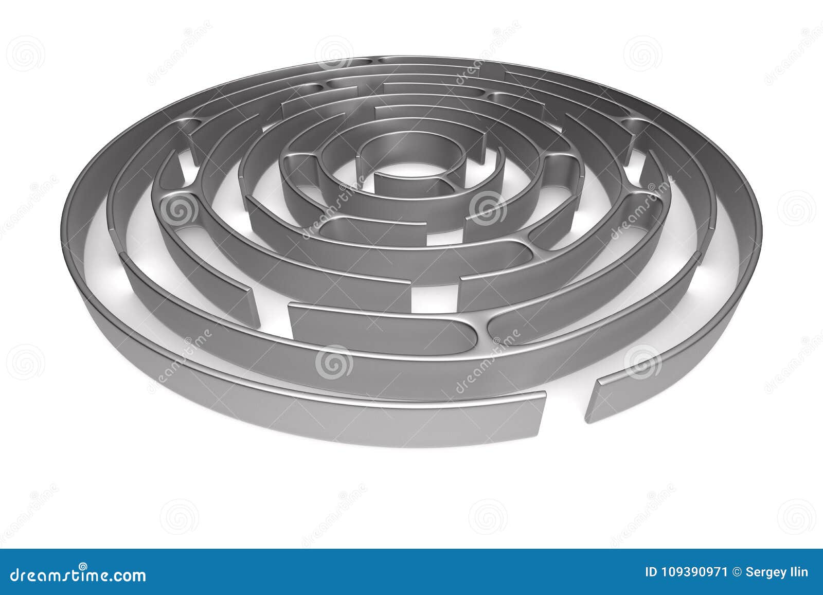 Circle Maze on White Background. Isolated 3D Illustration Stock ...