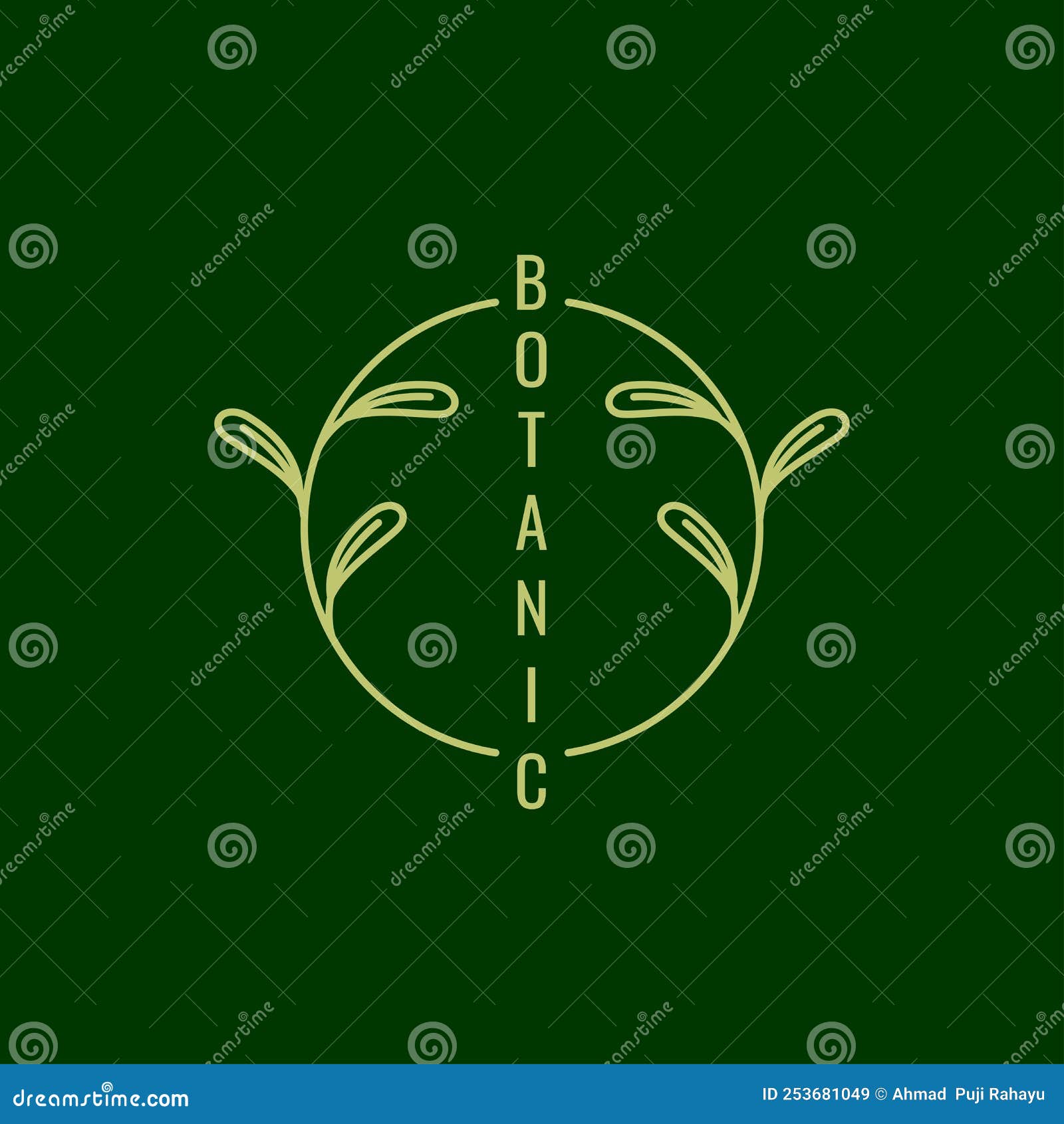 Circle Minimalist with Vines Leaf Logo Design Stock Vector ...