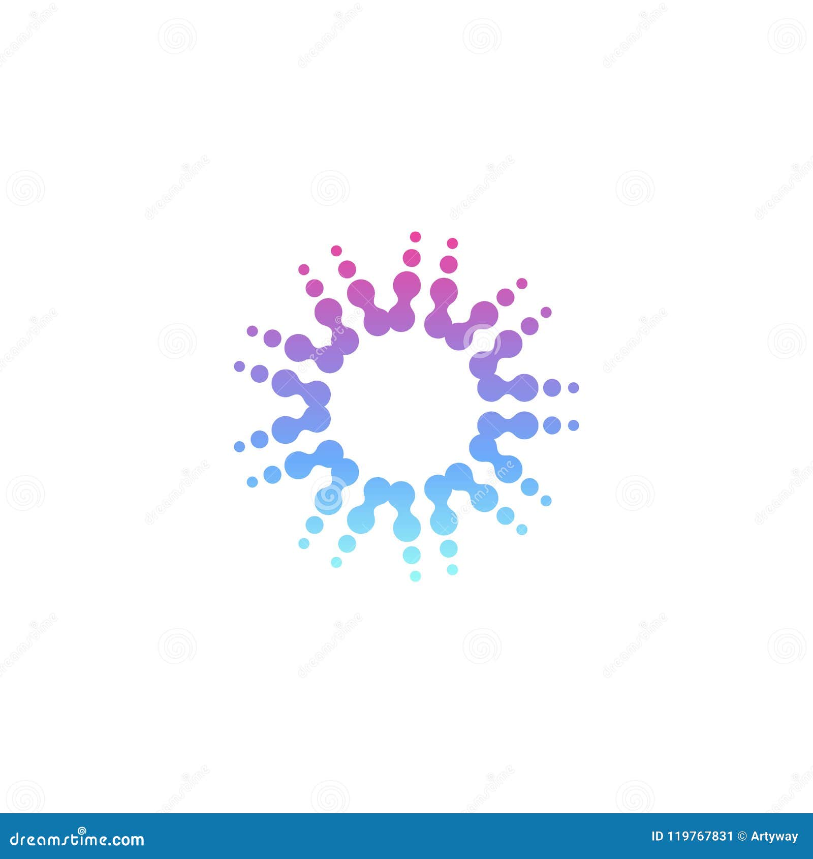 Circle Modern Vector Logo Template. Halftone Dotted Icon. Sun Rays Sign ...