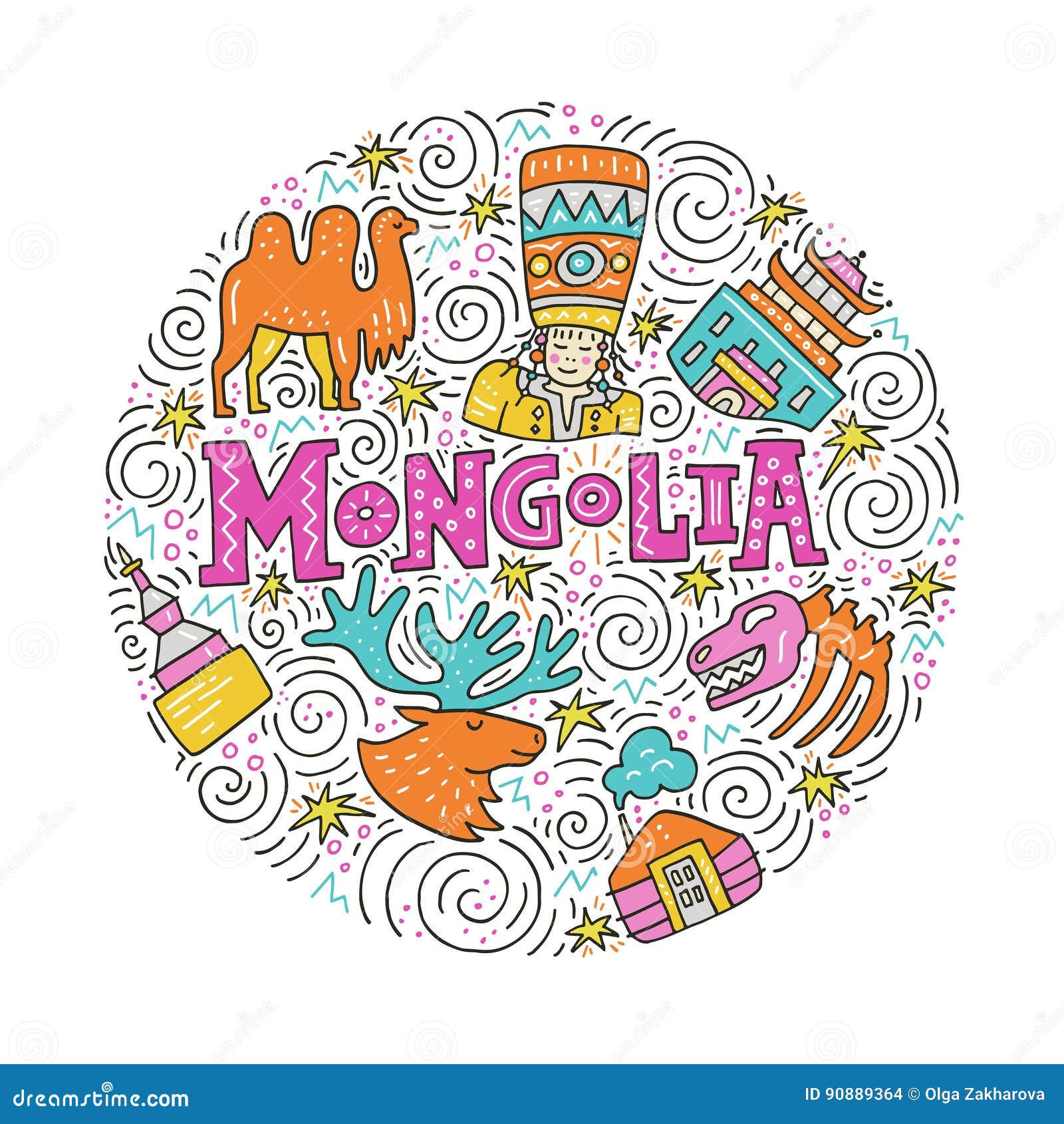 The Circle with Mongolia Symbols Stock Vector - Illustration of ...