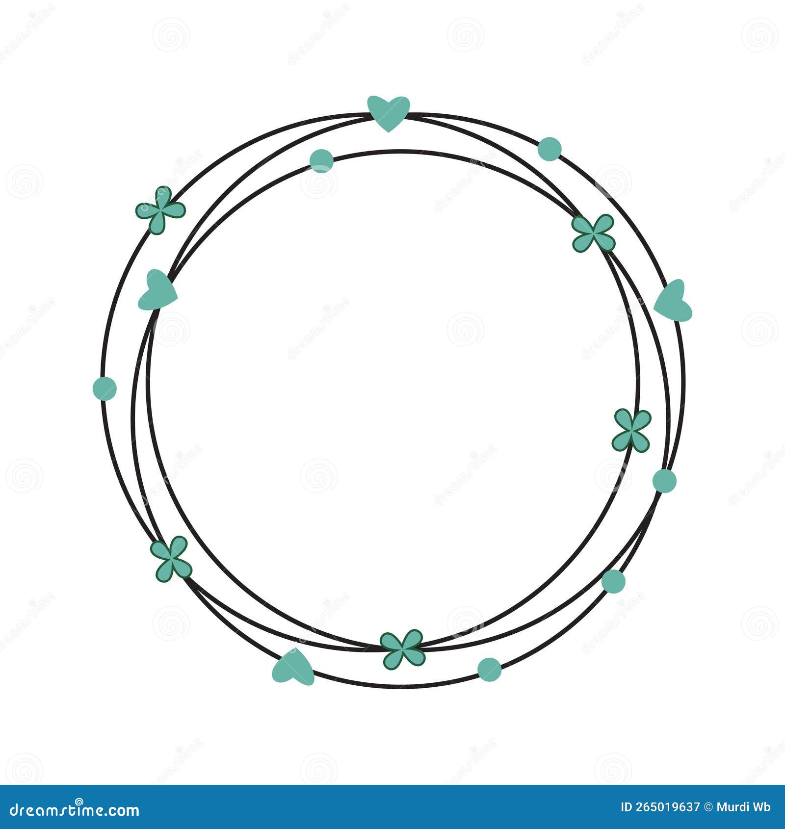 Circle Monogram Frame with Dots , Flower and Hearts Stock Vector ...