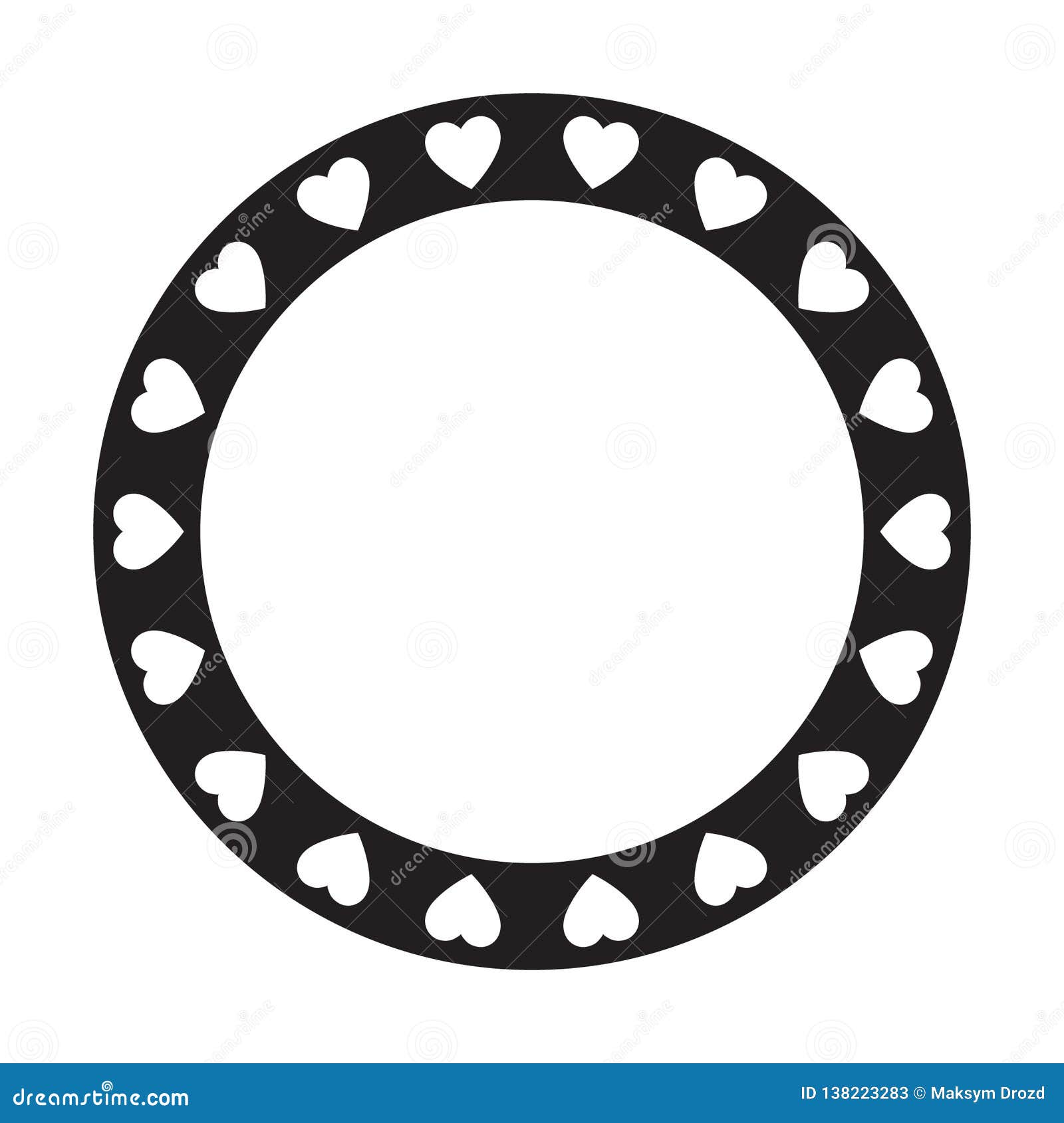 Circle Monogram Frame with Hearts Stock Vector - Illustration of frame ...