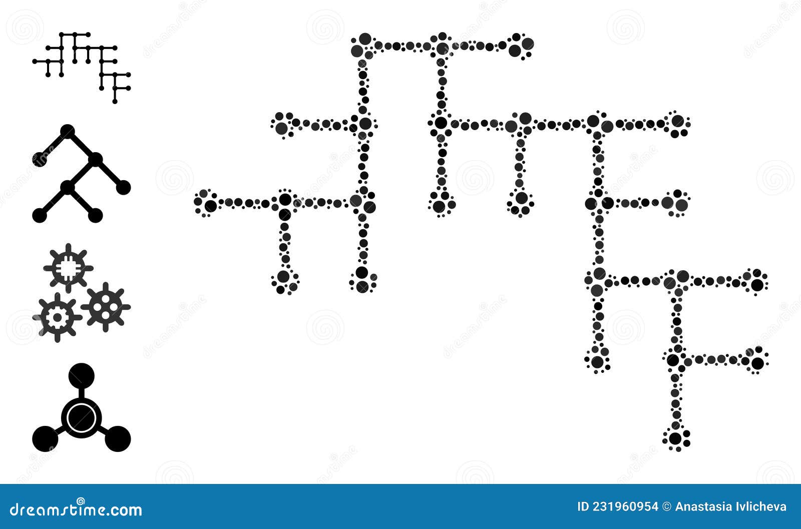 Dotted Binary Circuit Mosaic of Round Dots and Other Icons Stock Vector ...