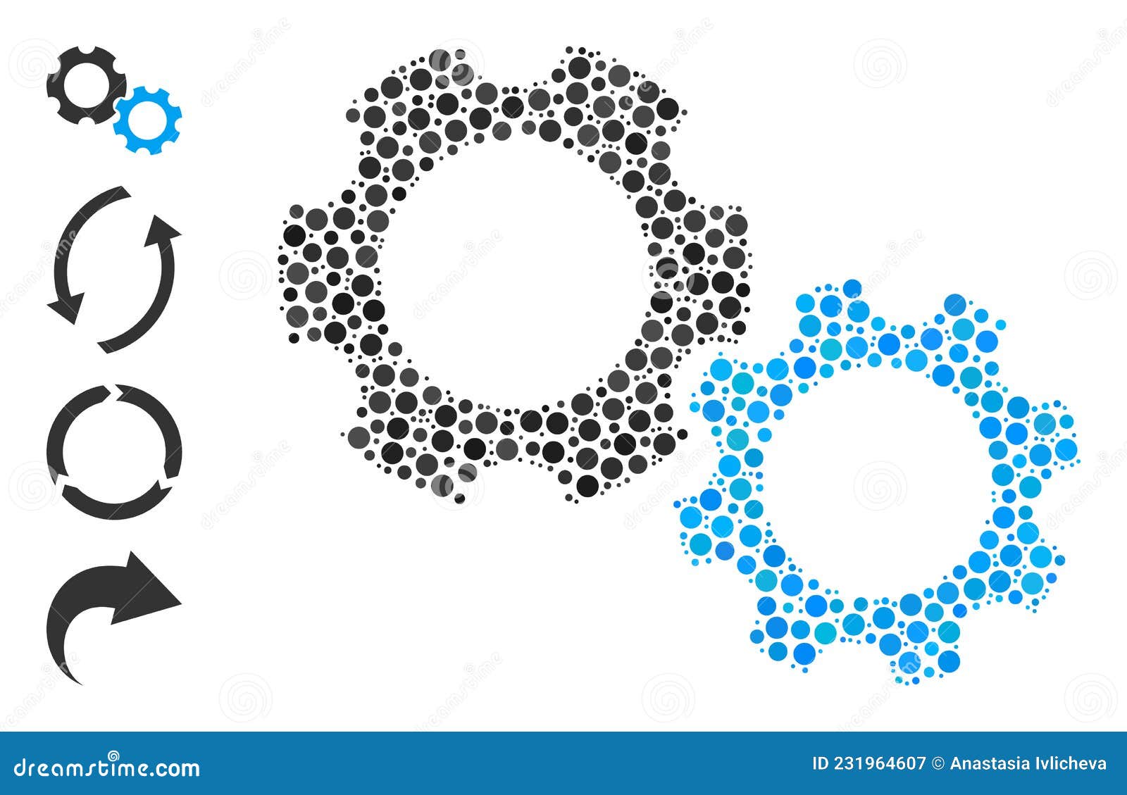 Dotted Gears Collage of Round Dots and Similar Icons Stock Vector ...