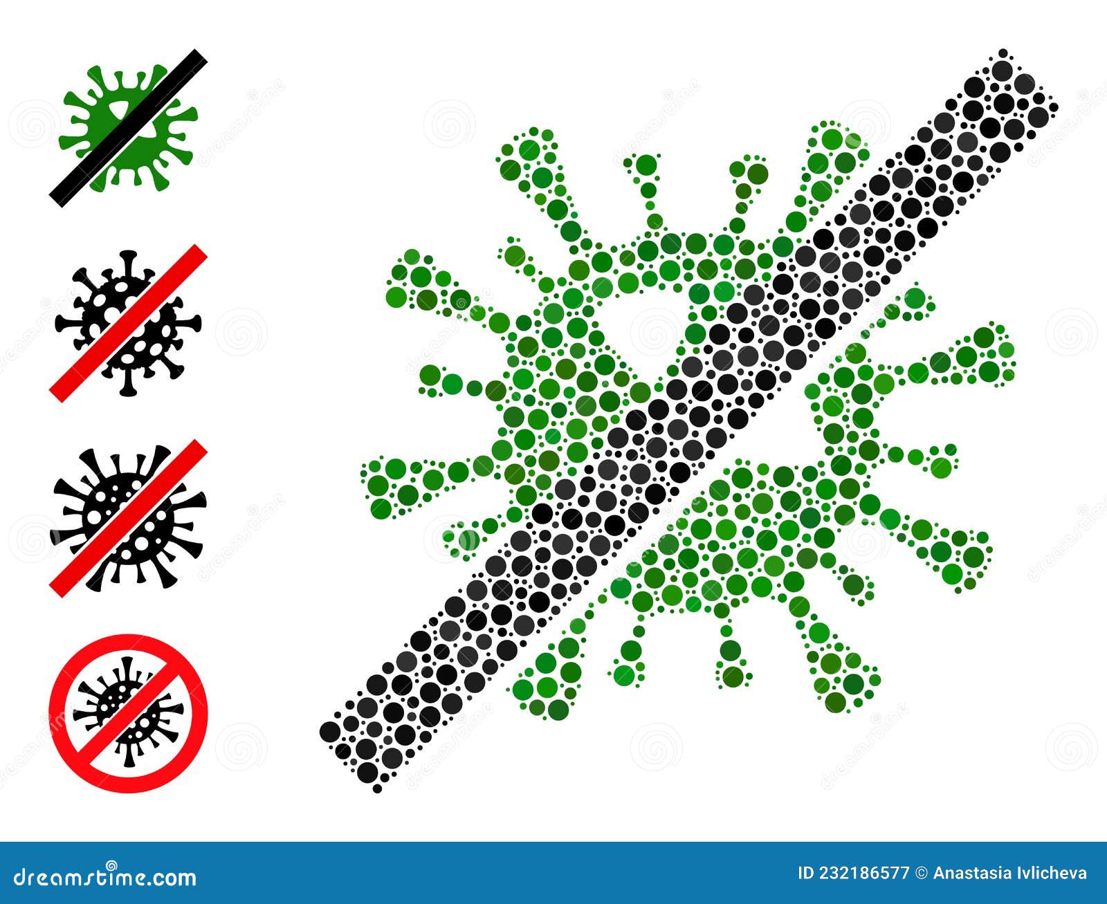 Dotted No SARS Virus Composition of Rounded Dots with Bonus Icons Stock ...