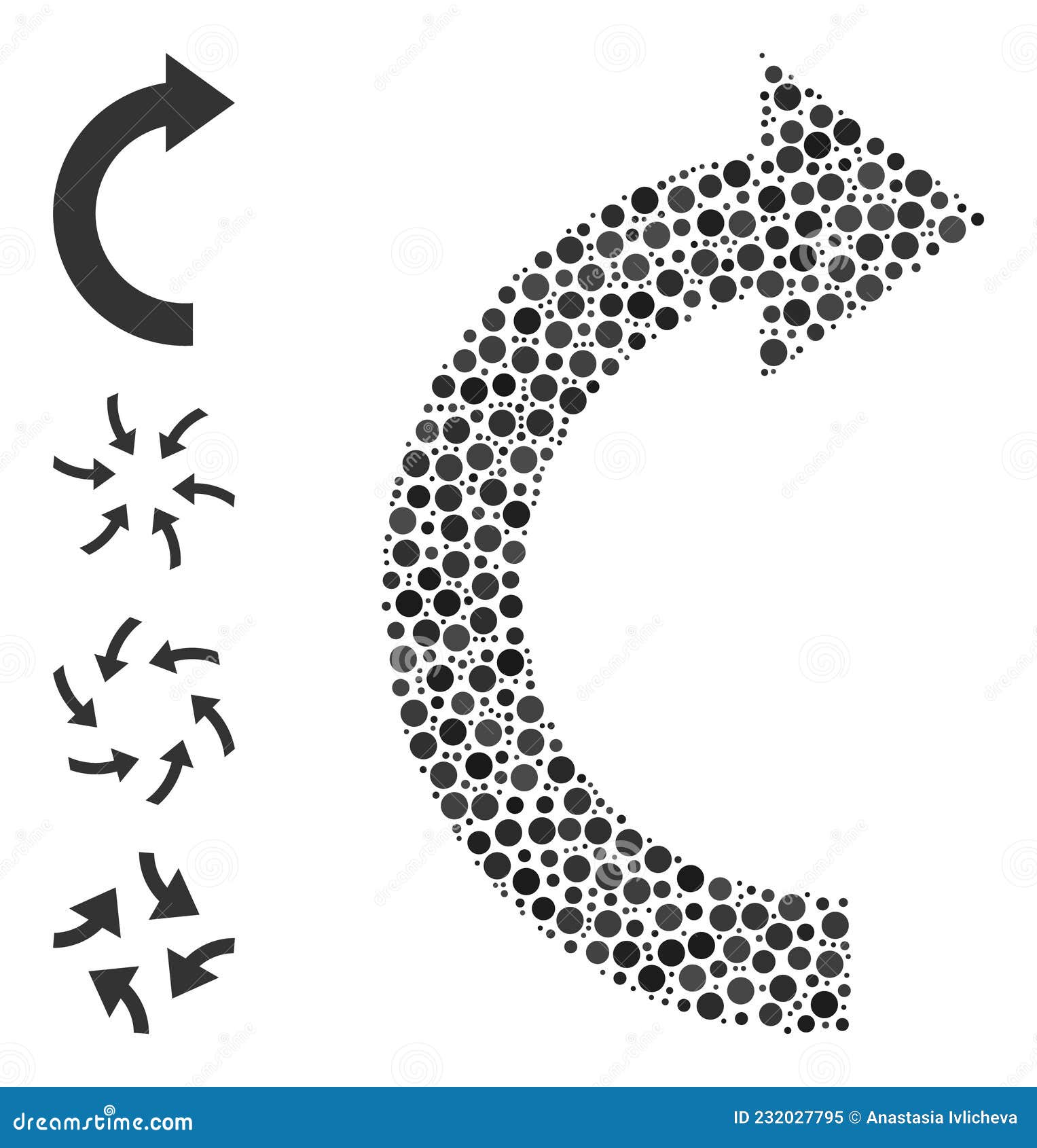 Dotted Rotate Right Composition of Circles and Similar Icons Stock ...