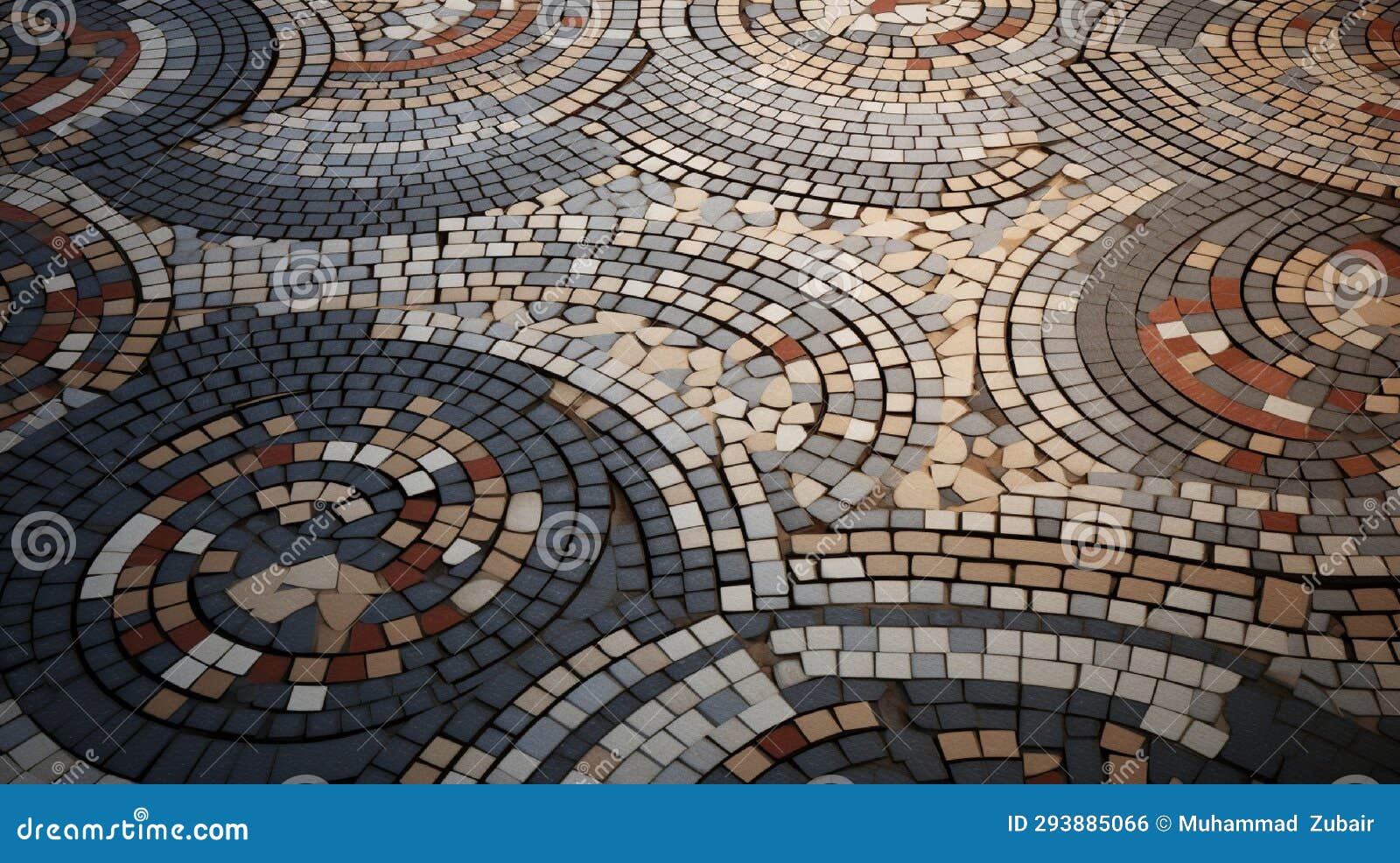 Circle Mosaic Texture Floor Generated By AI Tool. Stock Photography ...