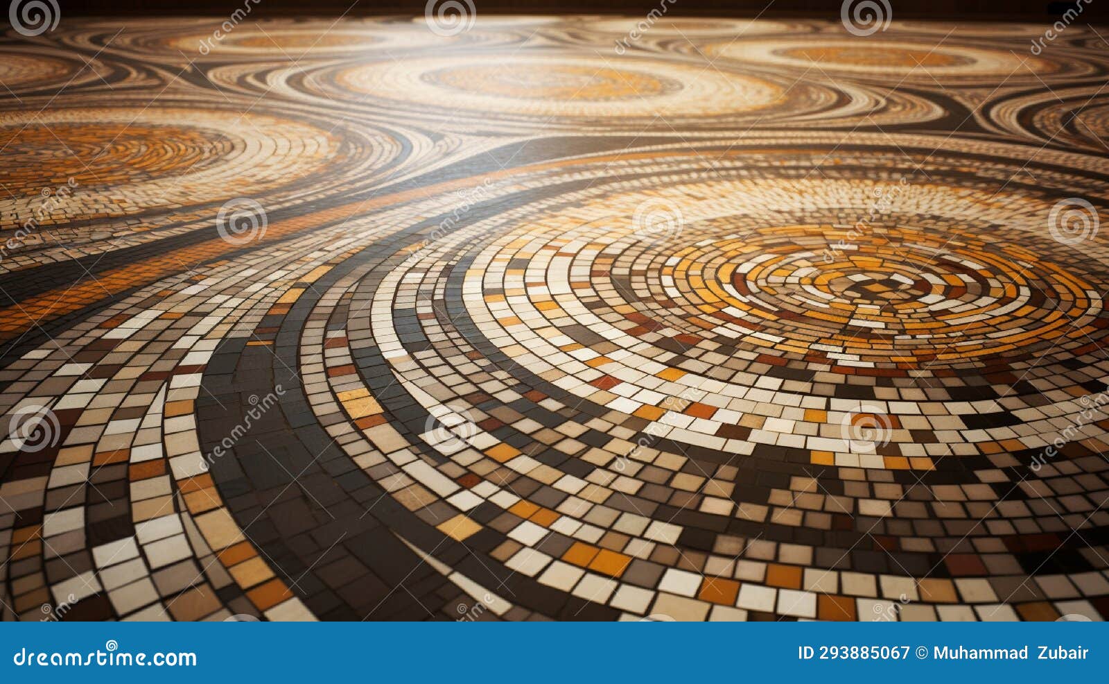 Circle Mosaic Texture Floor Generated by AI Tool. Stock Image - Image ...