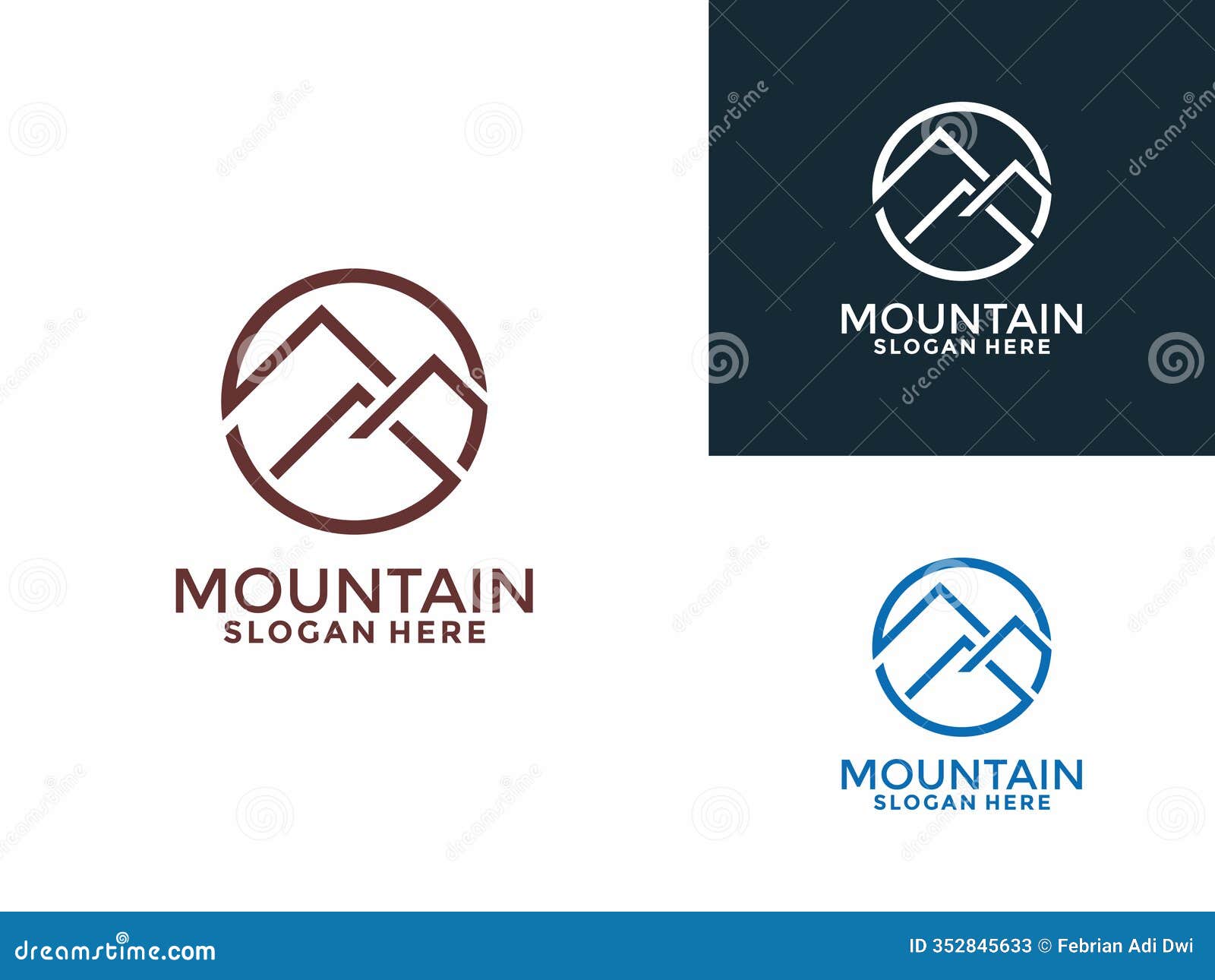 Circle Mountain Logo Design Vector Template. Minimalist Mountain Vector Design Stock ...