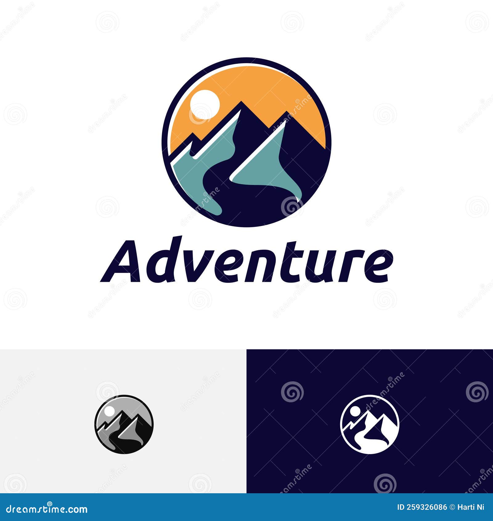 Circle Mountain Nature Climbing Camping Adventure Logo Stock Vector ...