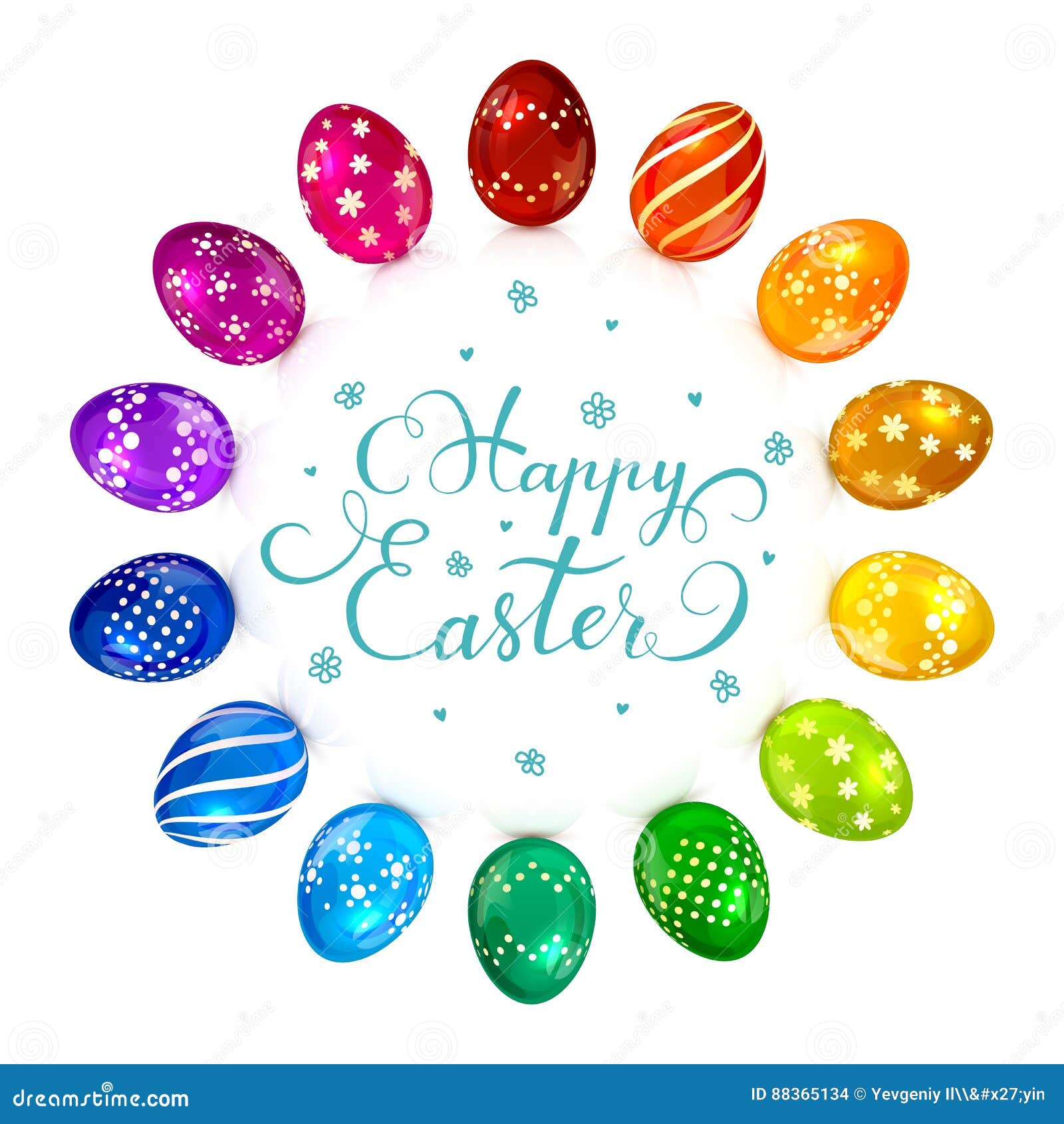 Circle of Multicolored Decorative Easter Eggs Stock Vector ...